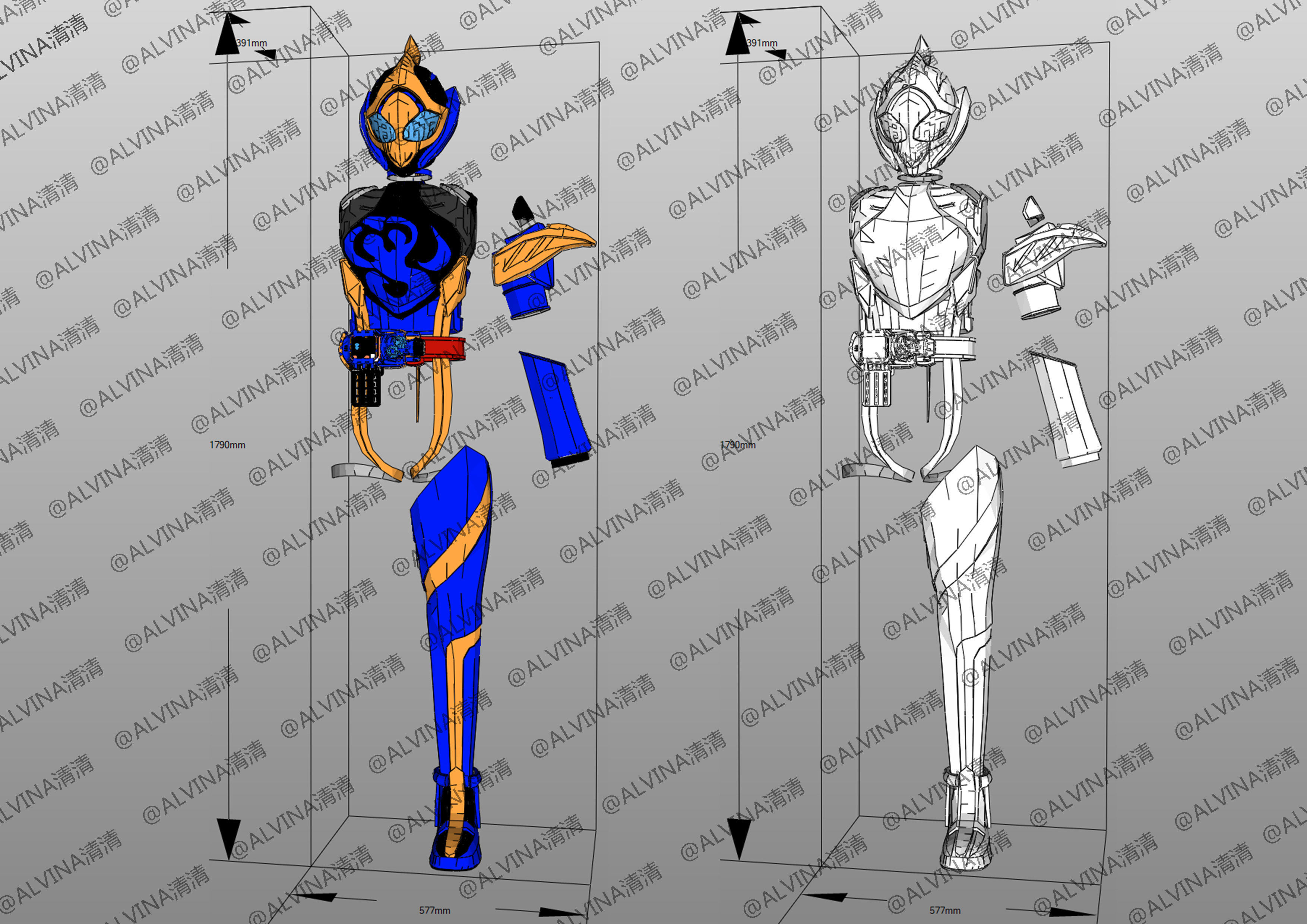 3D model Kamen Rider Jeanne Armor - DIY Cosplay Pepakura Foam Template ...