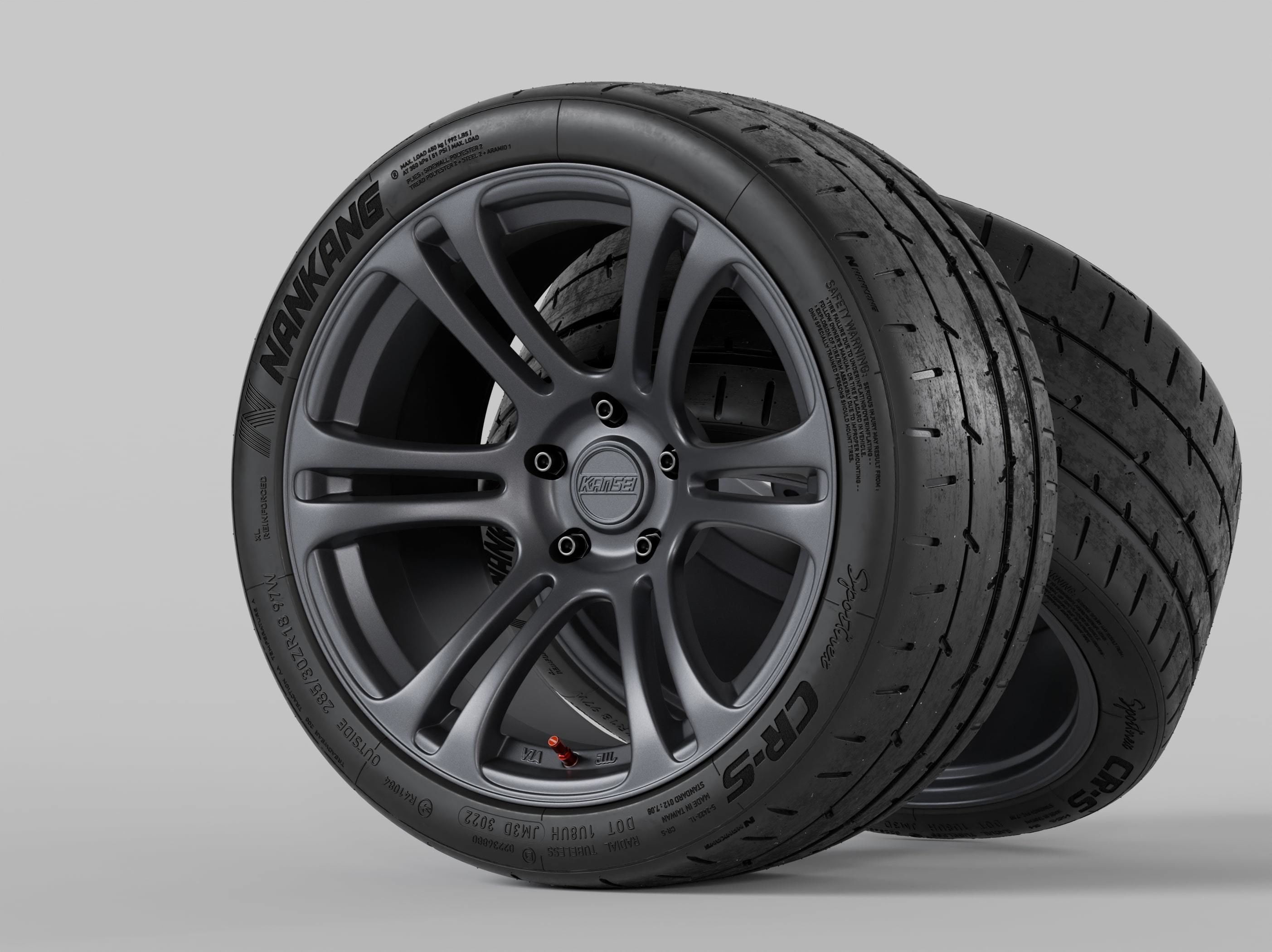 Kansei Neo Rims with Nankang Sportnex CR-S Semi Slick Tires 3D model ...