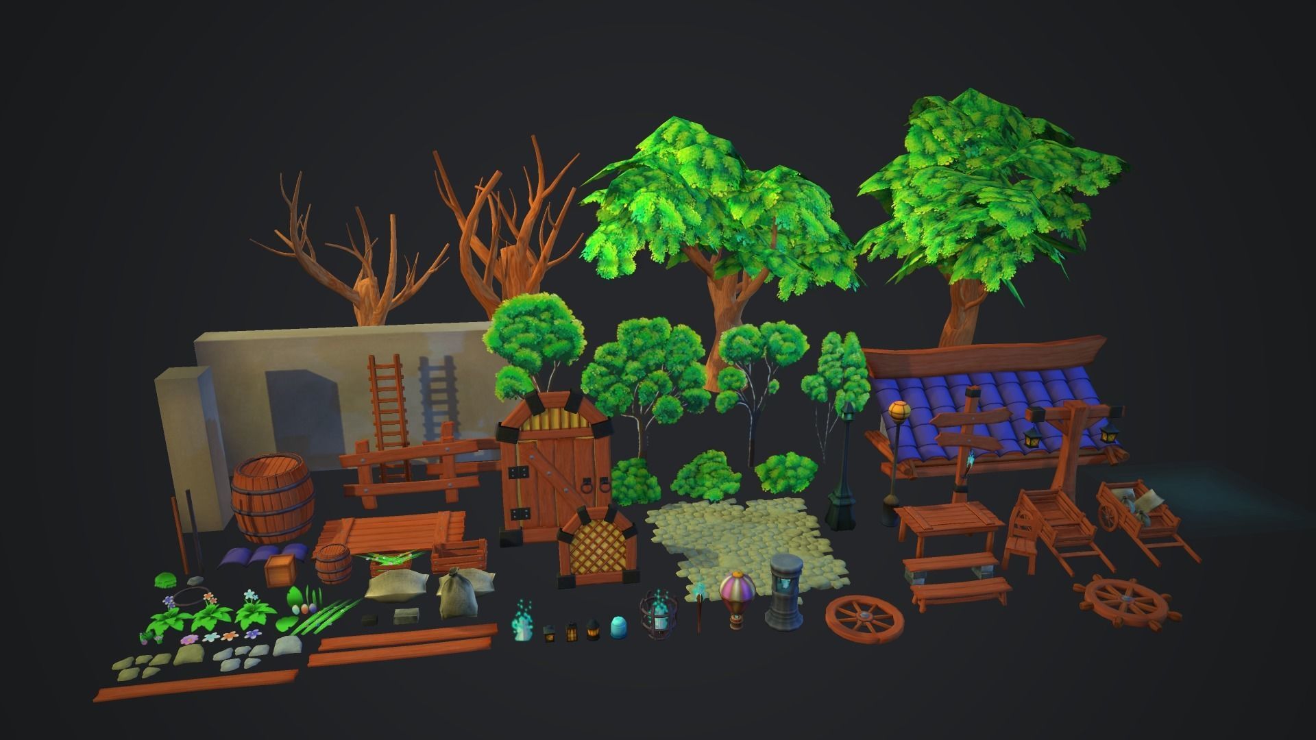 3D model Hand Painted Game ready Medieval asset pack VR / AR / low-poly ...