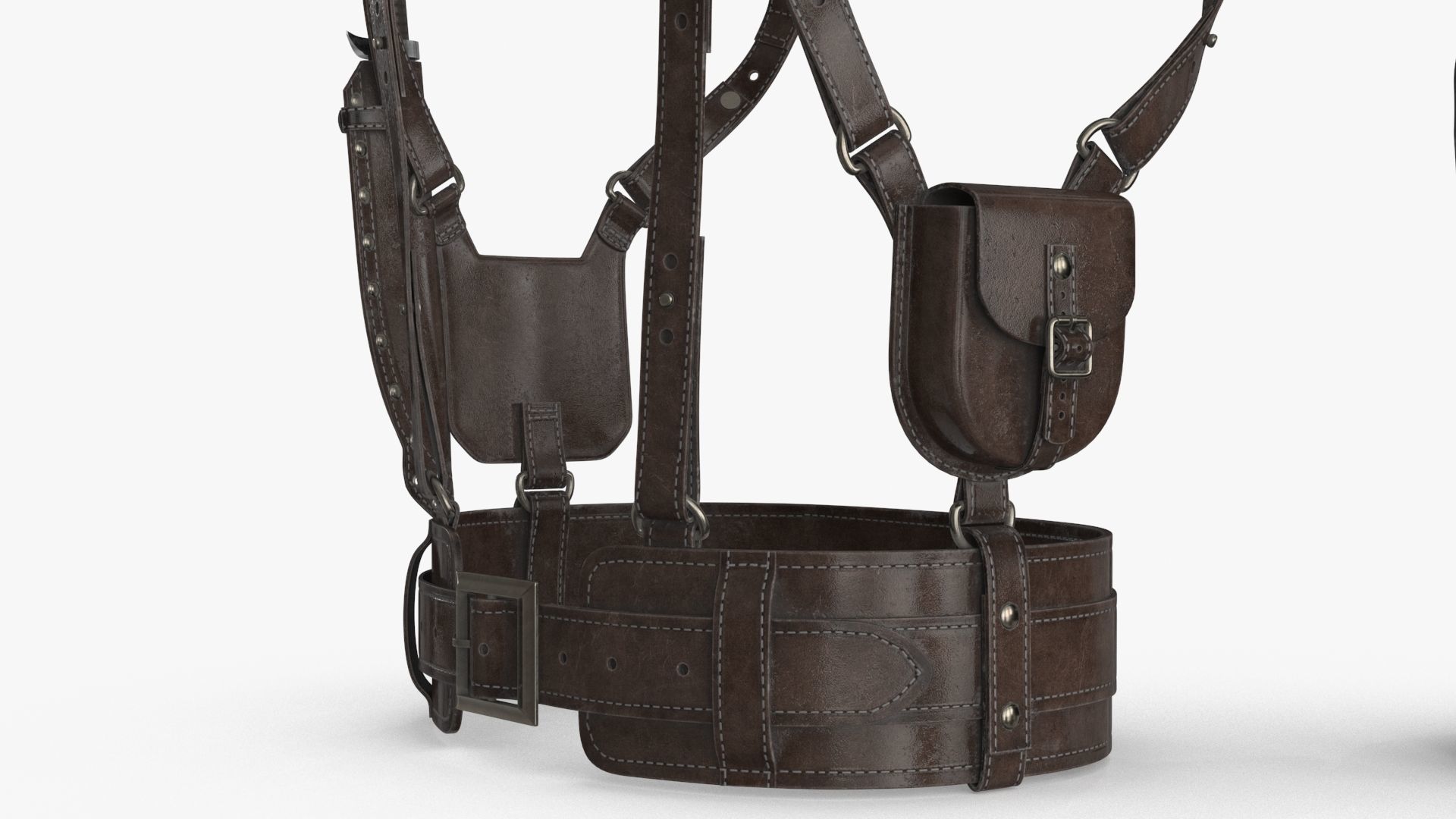 3D model Leather Harness Tactical Shoulder Holster with Knife 2 Colors ...