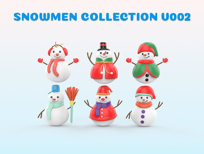 Snowmen collections v002 3D model | CGTrader