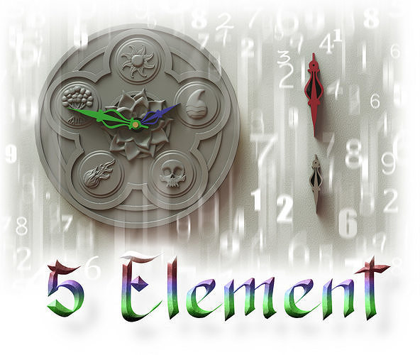 5 elements clock 3D model 3D printable | CGTrader