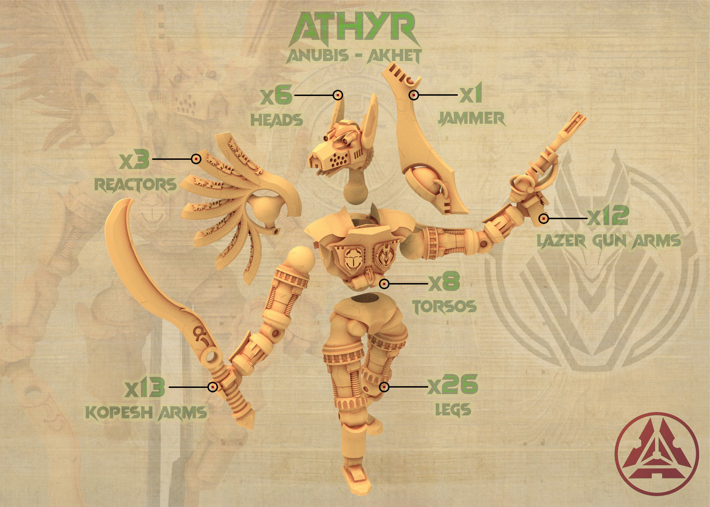 Anubis Akhet Athyr Assault Battle Drone modular miniatures 3D model 3D ...