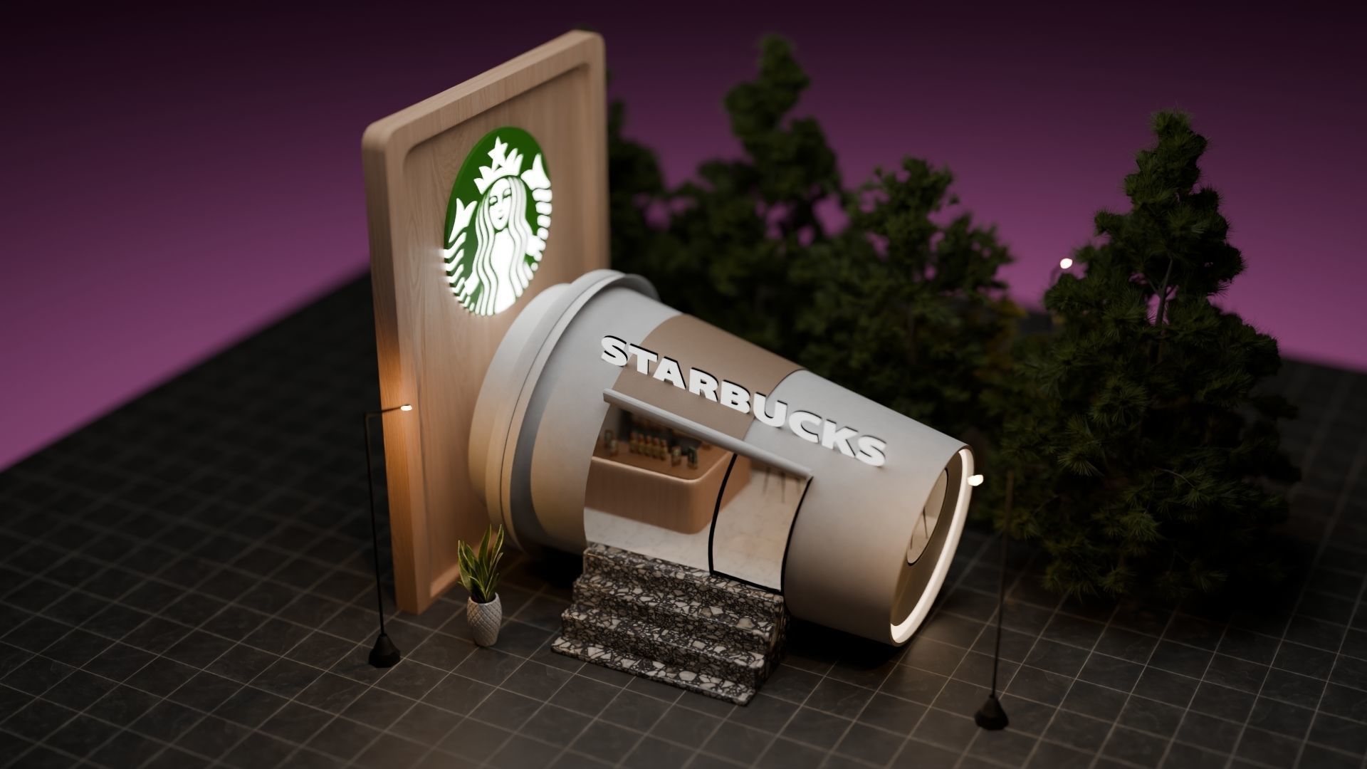 Mini Starbucks free 3D model | CGTrader