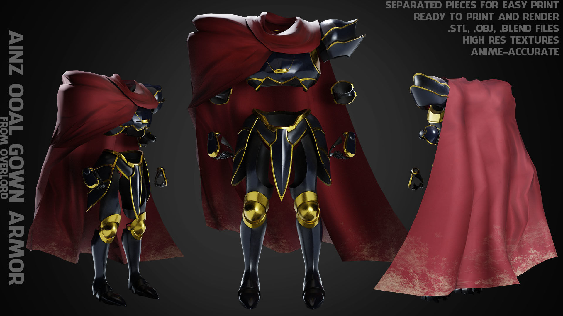 Overlord Ainz Ooal Gown Armor for Cosplay 3D model 3D printable | CGTrader