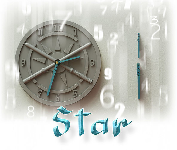 Star clock 3D model 3D printable | CGTrader