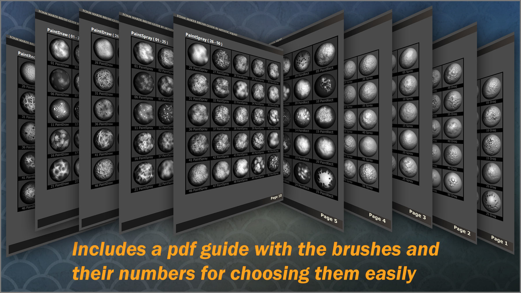 Foam Maker 300 ZBrush Brushes and 50 Alphas Texture | CGTrader