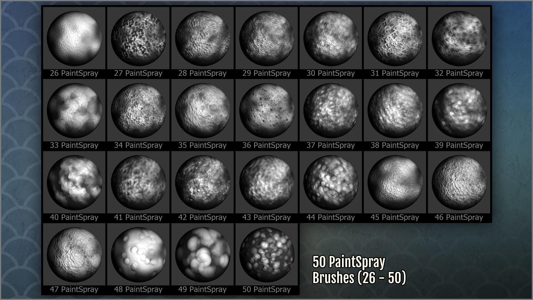 Foam Maker 300 ZBrush Brushes and 50 Alphas Texture | CGTrader