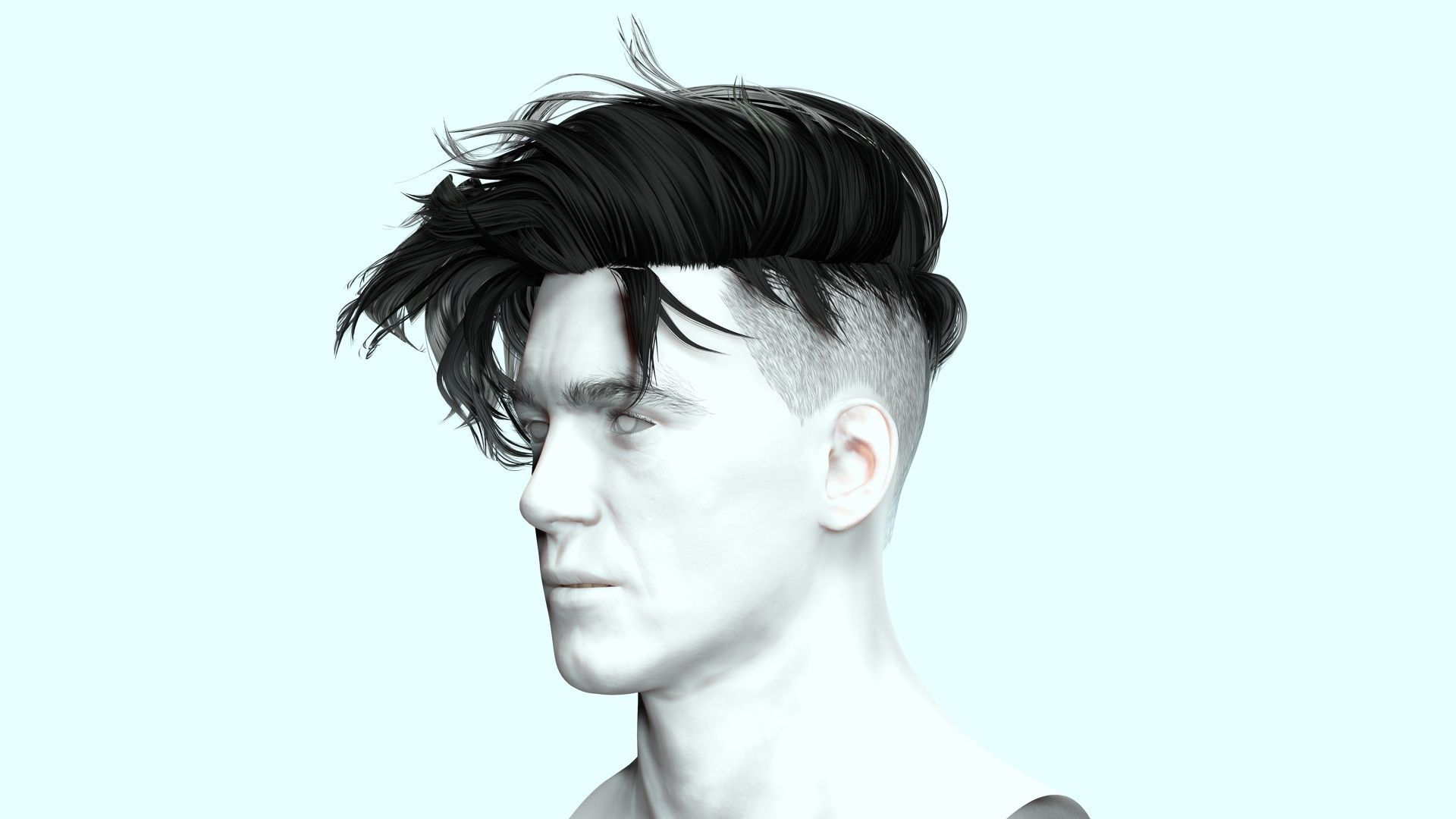 3D model Realistic Male Hair - Taper Fade Style VR / AR / low-poly ...