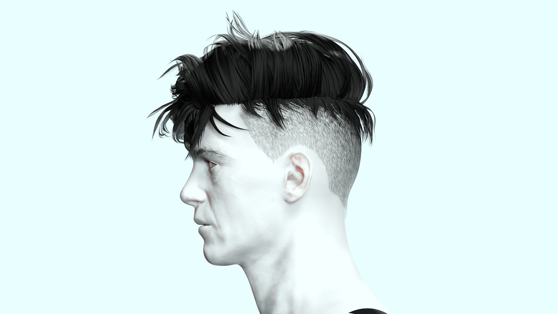 3D model Realistic Male Hair - Taper Fade Style VR / AR / low-poly ...