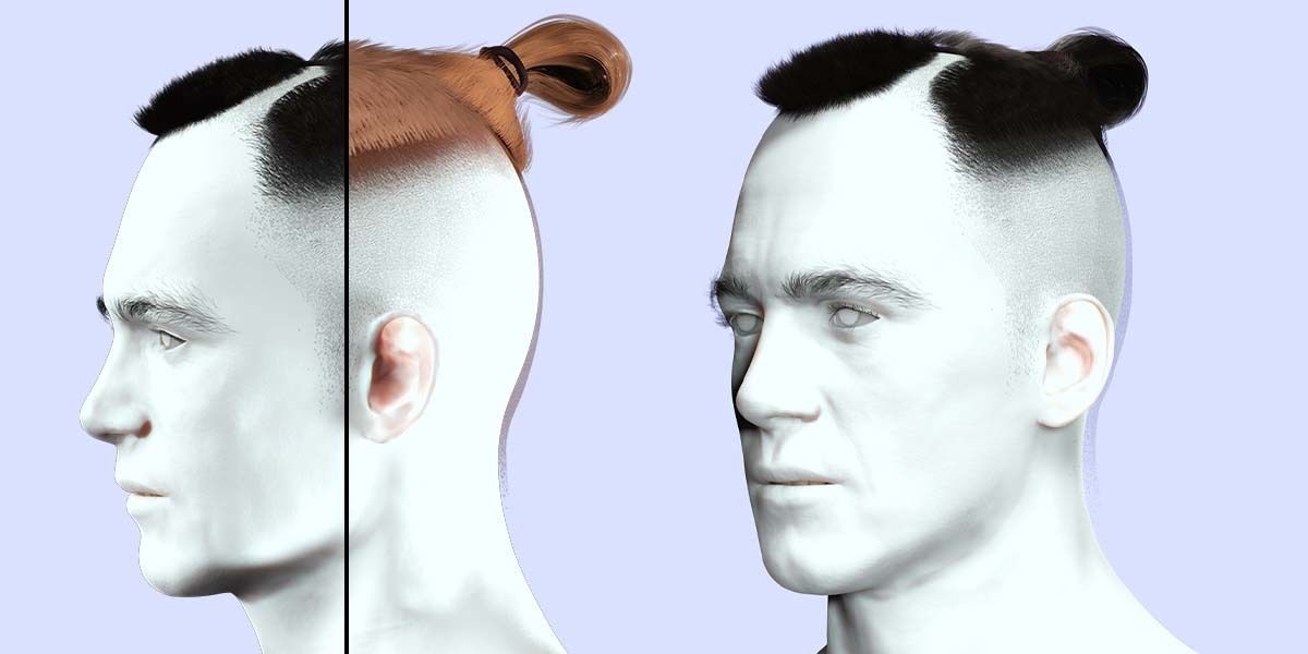 3D model Man Bun -Low Fade Hair Cut Low-Poly VR / AR / low-poly | CGTrader