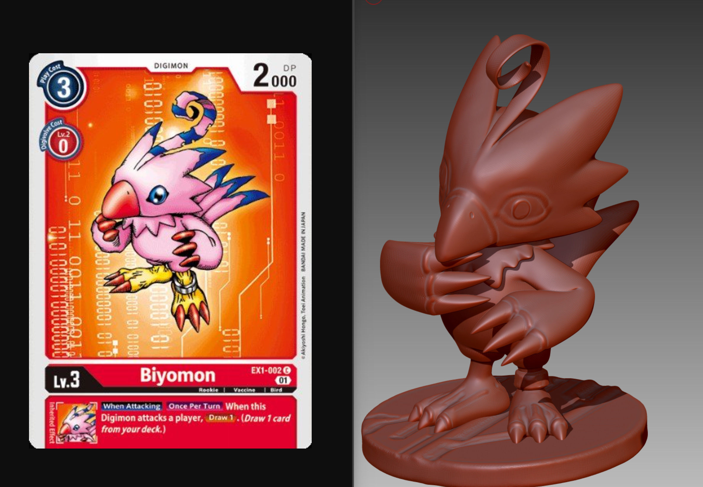 Biyomon Digimon OBJ STL 3D model 3D printable | CGTrader