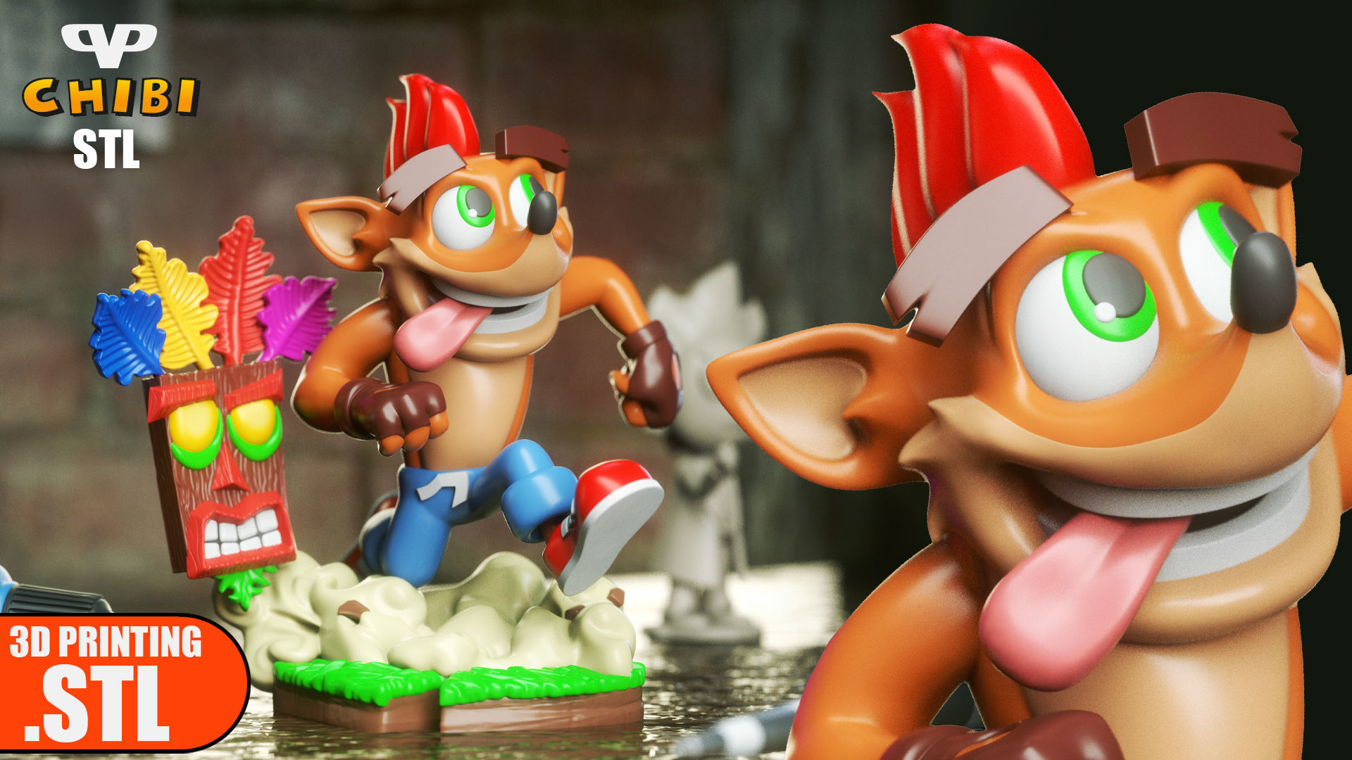Crash Bandicoot Chibi STL for 3D Printing ChibiSTL 3DXM 3D model 3D ...