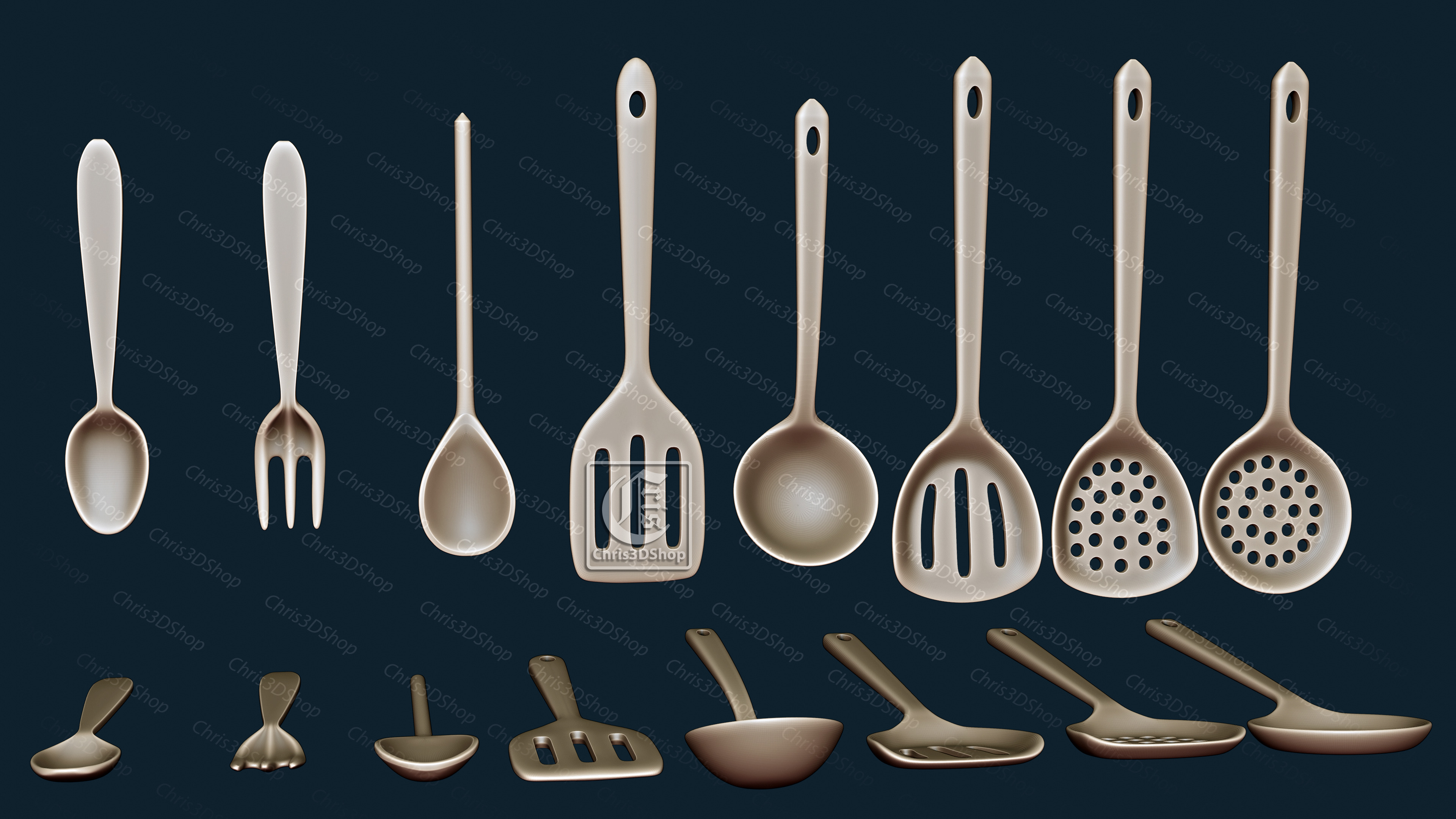 Kitchen Utensils - Digital Files in STL format for CNC 3D model | CGTrader