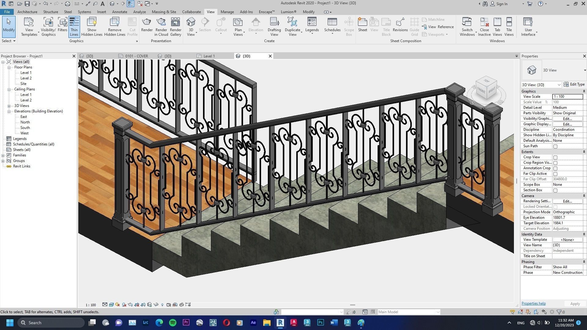 Classic Railing Revit Family type 016 3D model | CGTrader