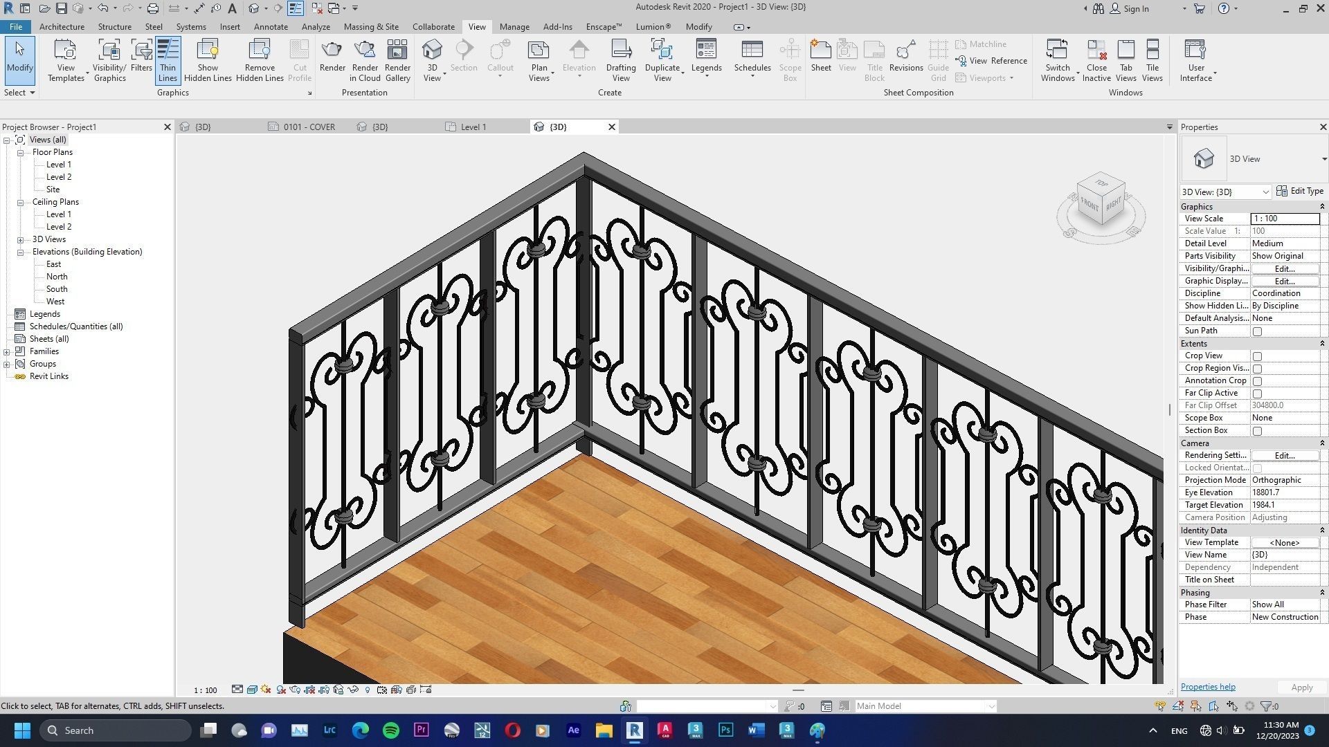 Classic Railing Revit Family type 016 3D model | CGTrader