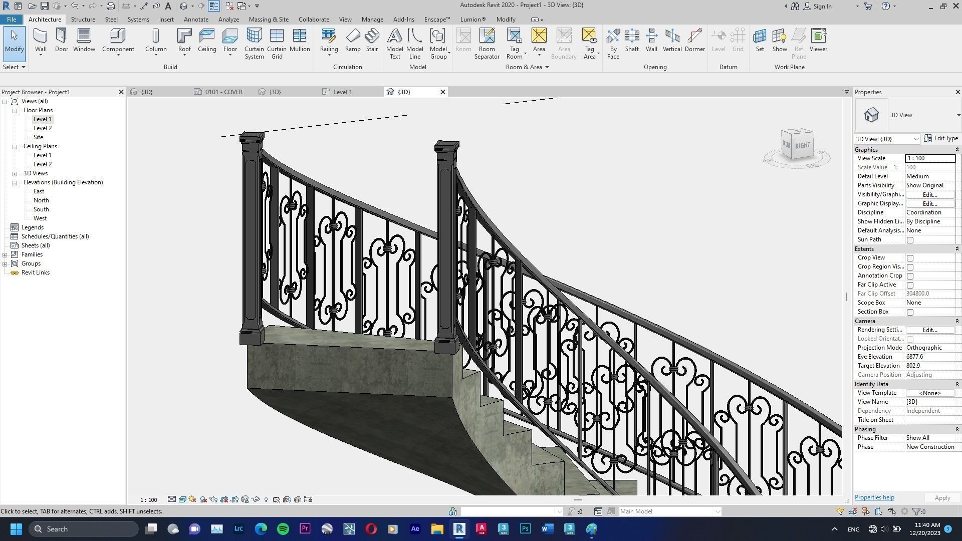 Classic Railing Revit Family type 016 3D model | CGTrader