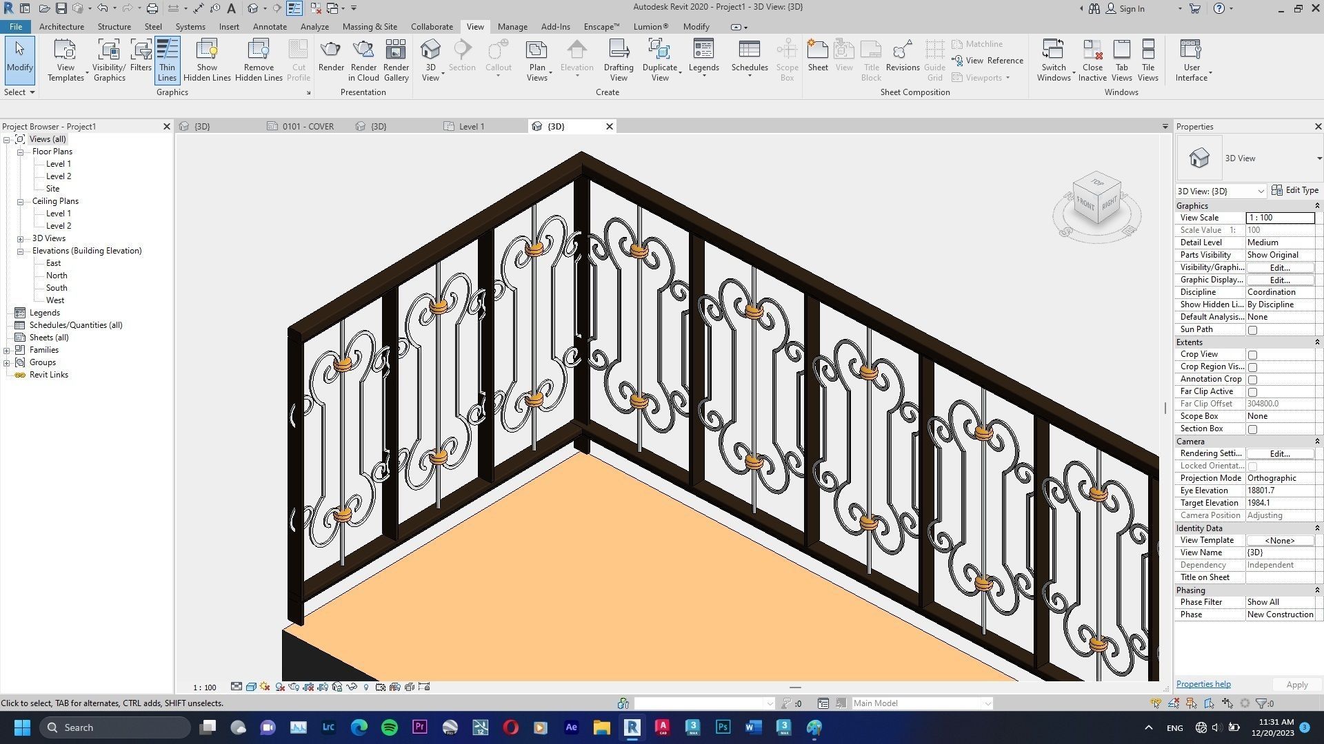 Classic Railing Revit Family type 016 3D model | CGTrader