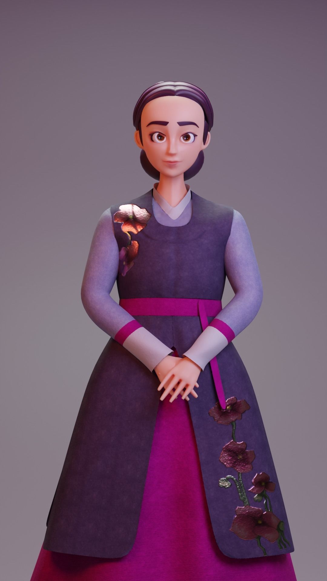 3D model Traditional Korean Hanbok with Character VR / AR / low-poly ...