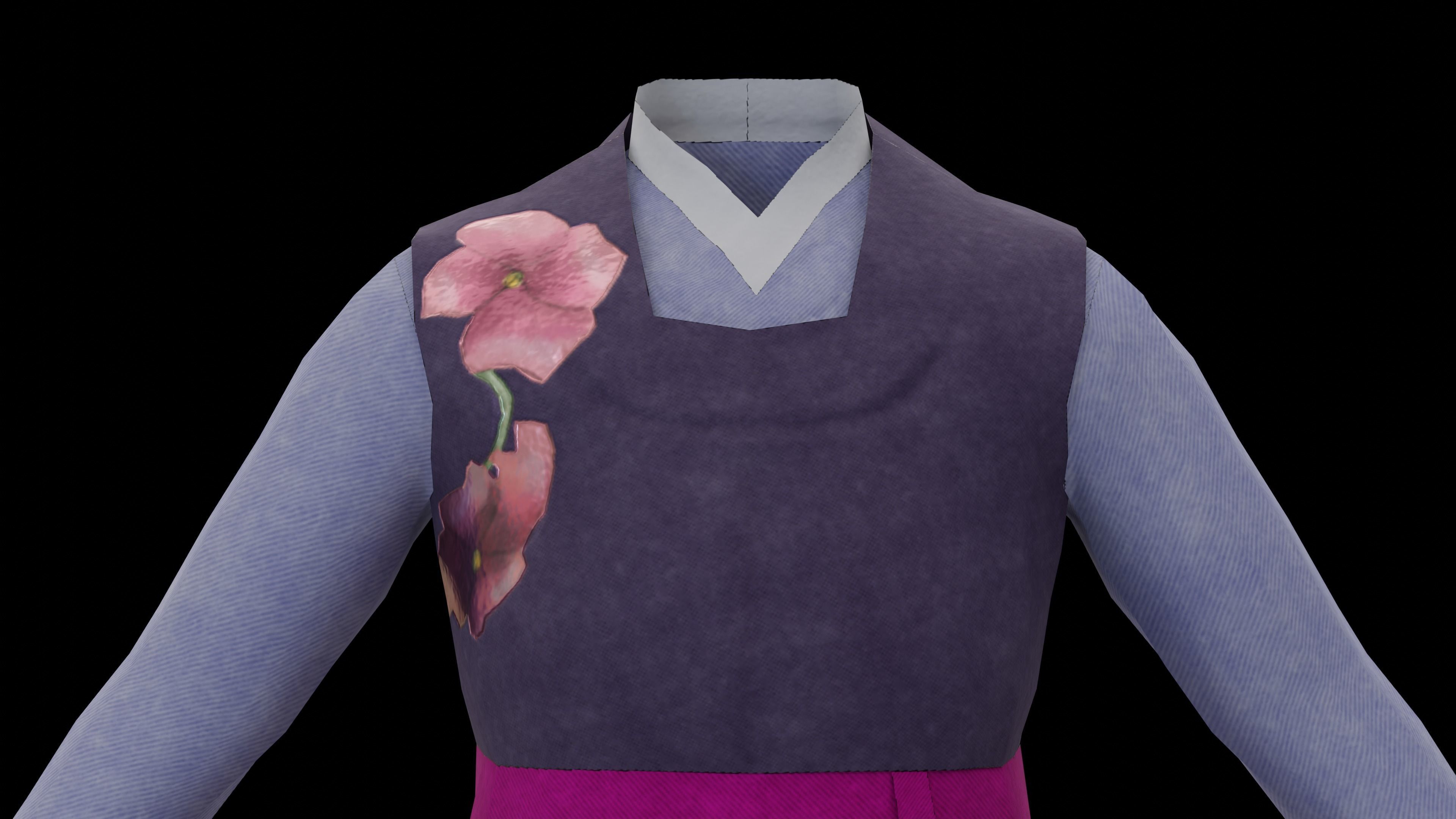 3D model Traditional Korean Hanbok with Character VR / AR / low-poly ...