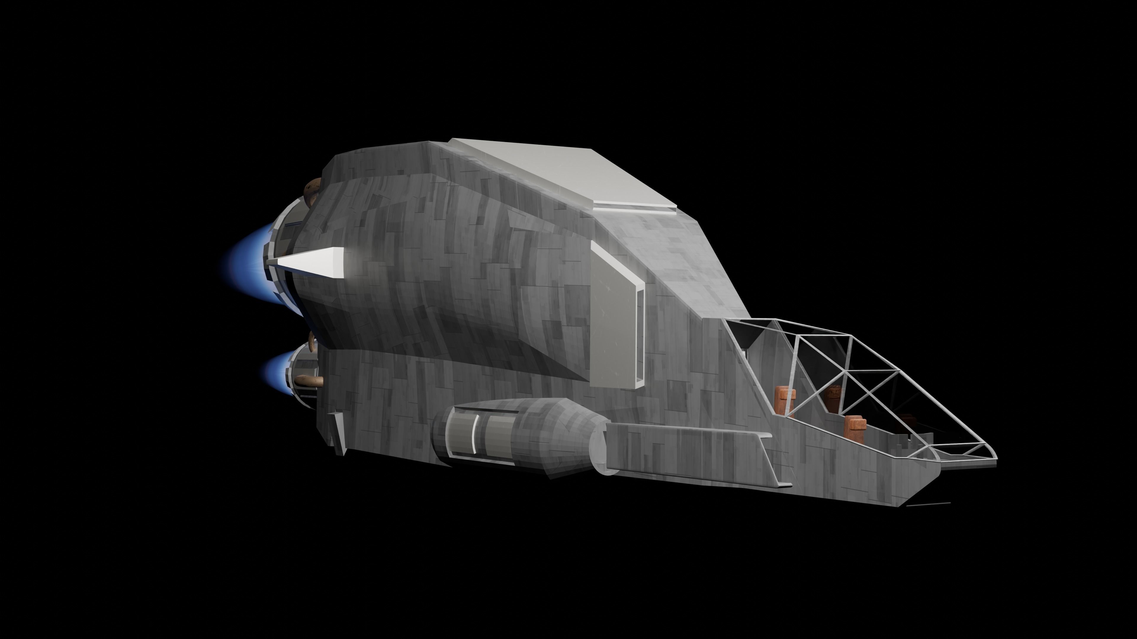 small spaceship with large engines 3D model | CGTrader