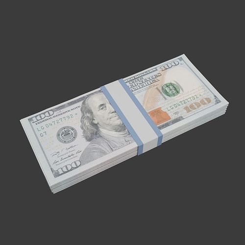 100 USD Dollars Stack 3D Model CGTrader