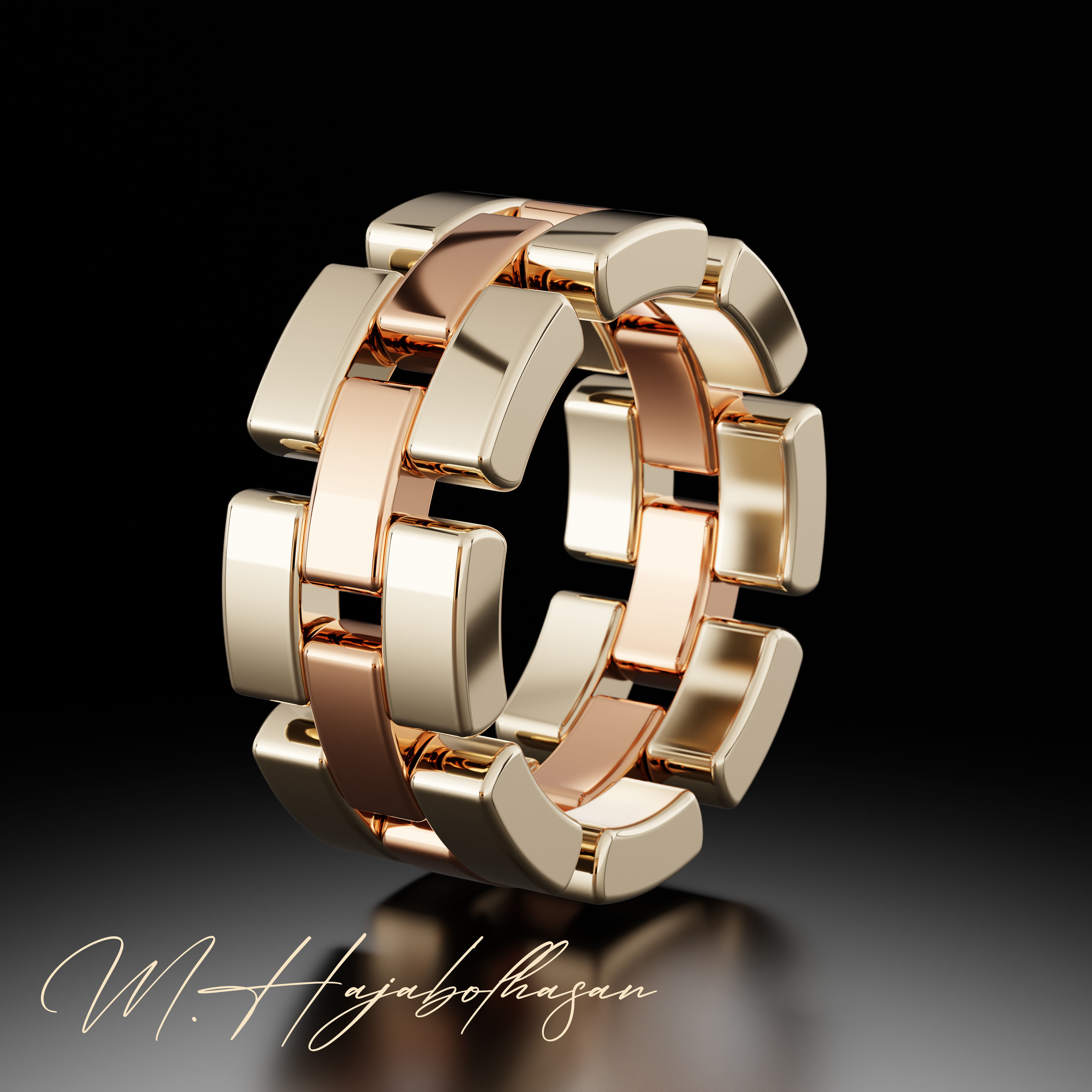 Rail gold ring 3D model 3D printable | CGTrader