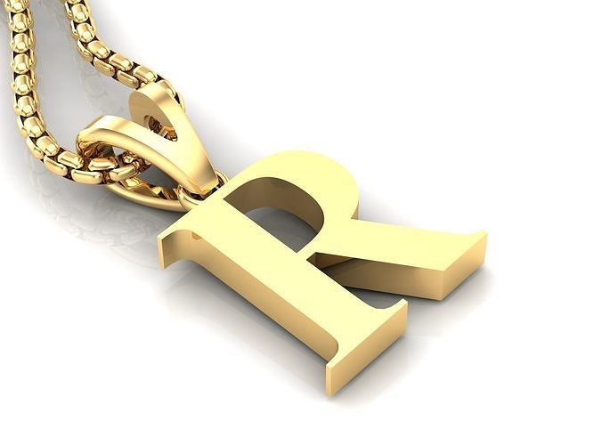 R Letter Initial Charm Gold Alphabet Charms 3D model | CGTrader