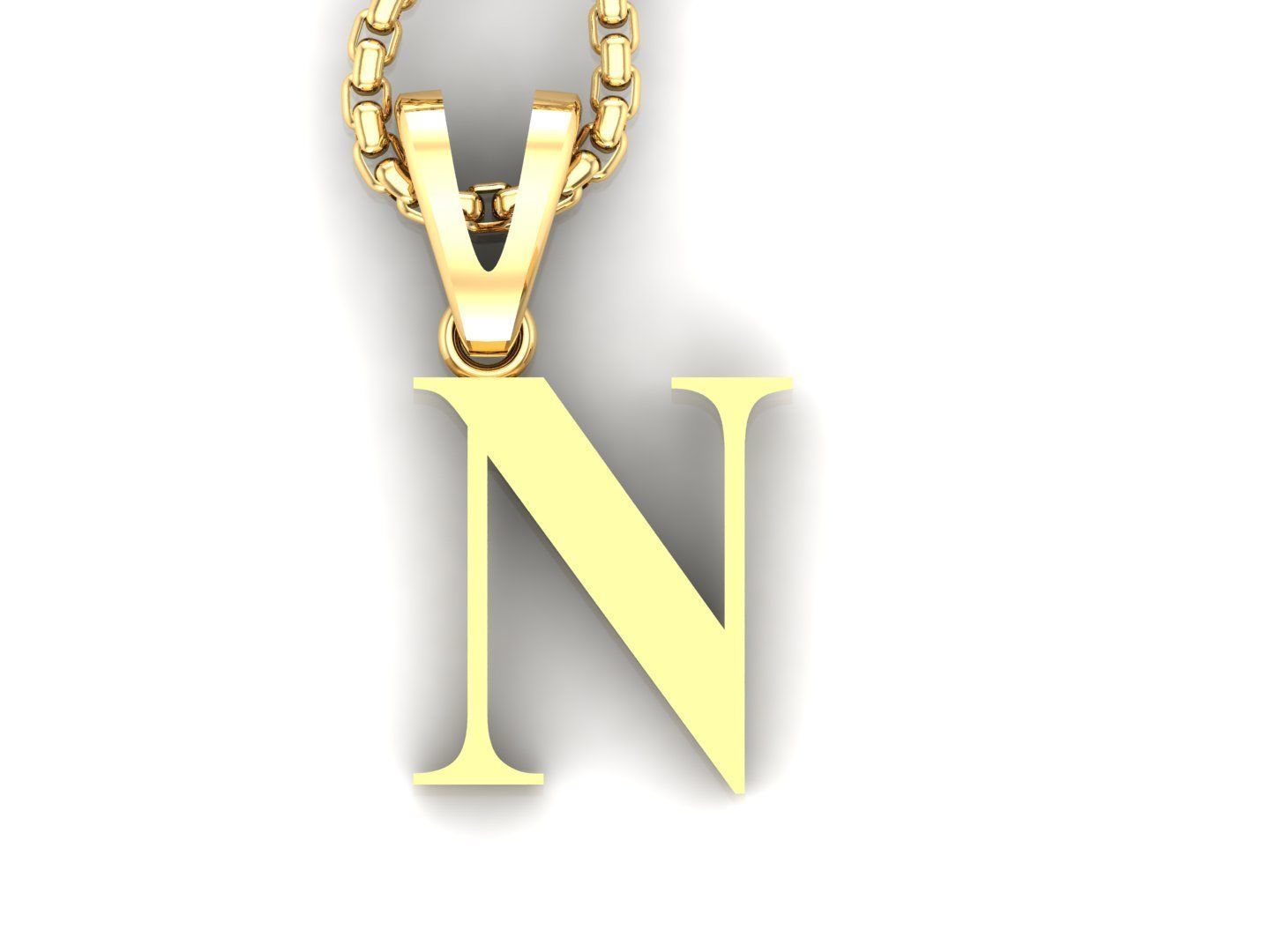 N Letter Initial Charm Gold Alphabet Charms 3D model | CGTrader