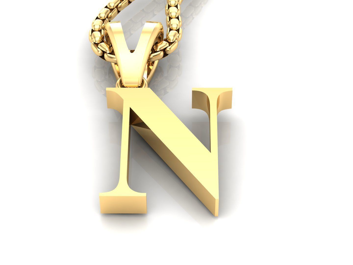 N Letter Initial Charm Gold Alphabet Charms 3D model | CGTrader