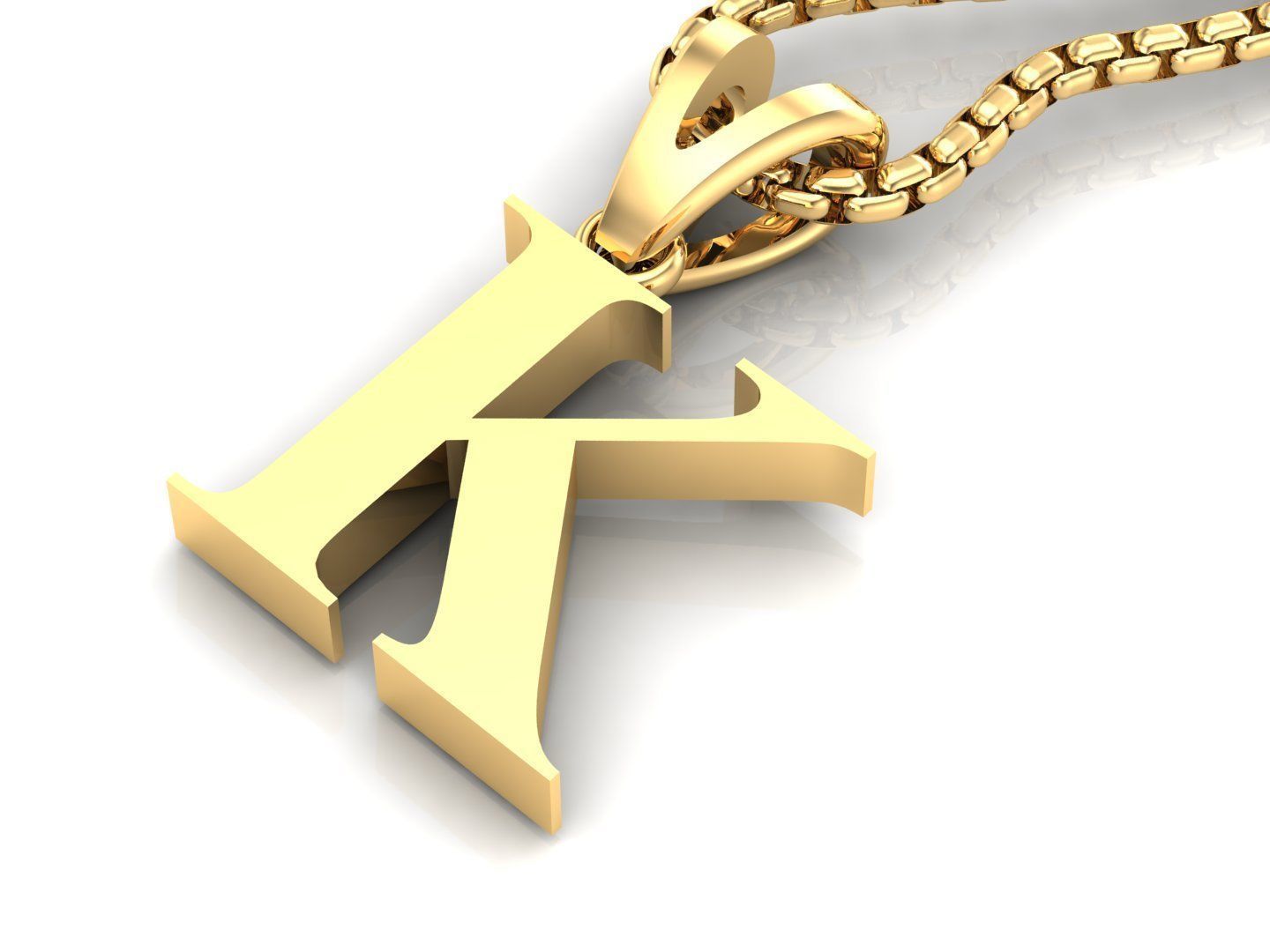 K Letter Initial Charm Gold Alphabet Charms 3D model | CGTrader