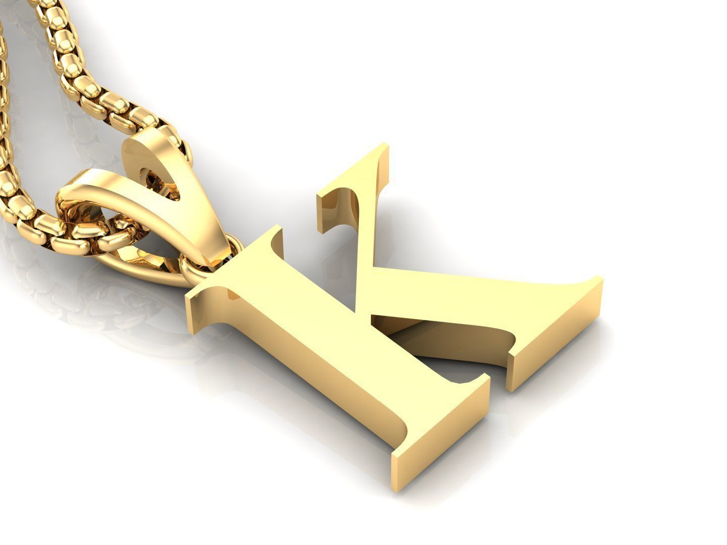 K Letter Initial Charm Gold Alphabet Charms 3D model | CGTrader