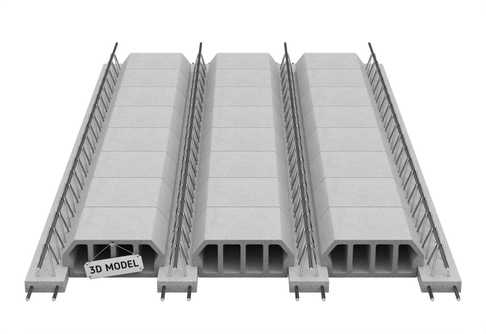 Concrete Floor Slab Block System 3D model | CGTrader