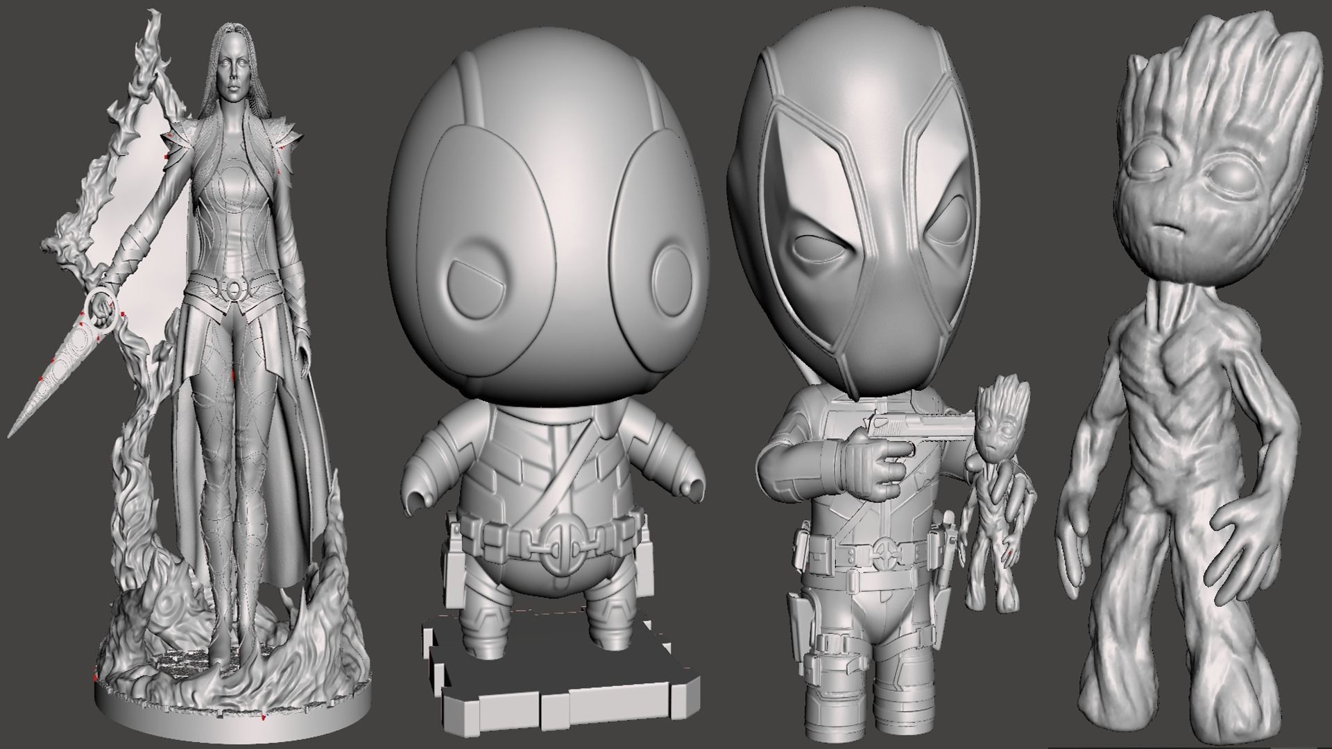 Marvel Pack 1 3D Sculptures 25 Models 3d Print Marvels Family 3D model ...