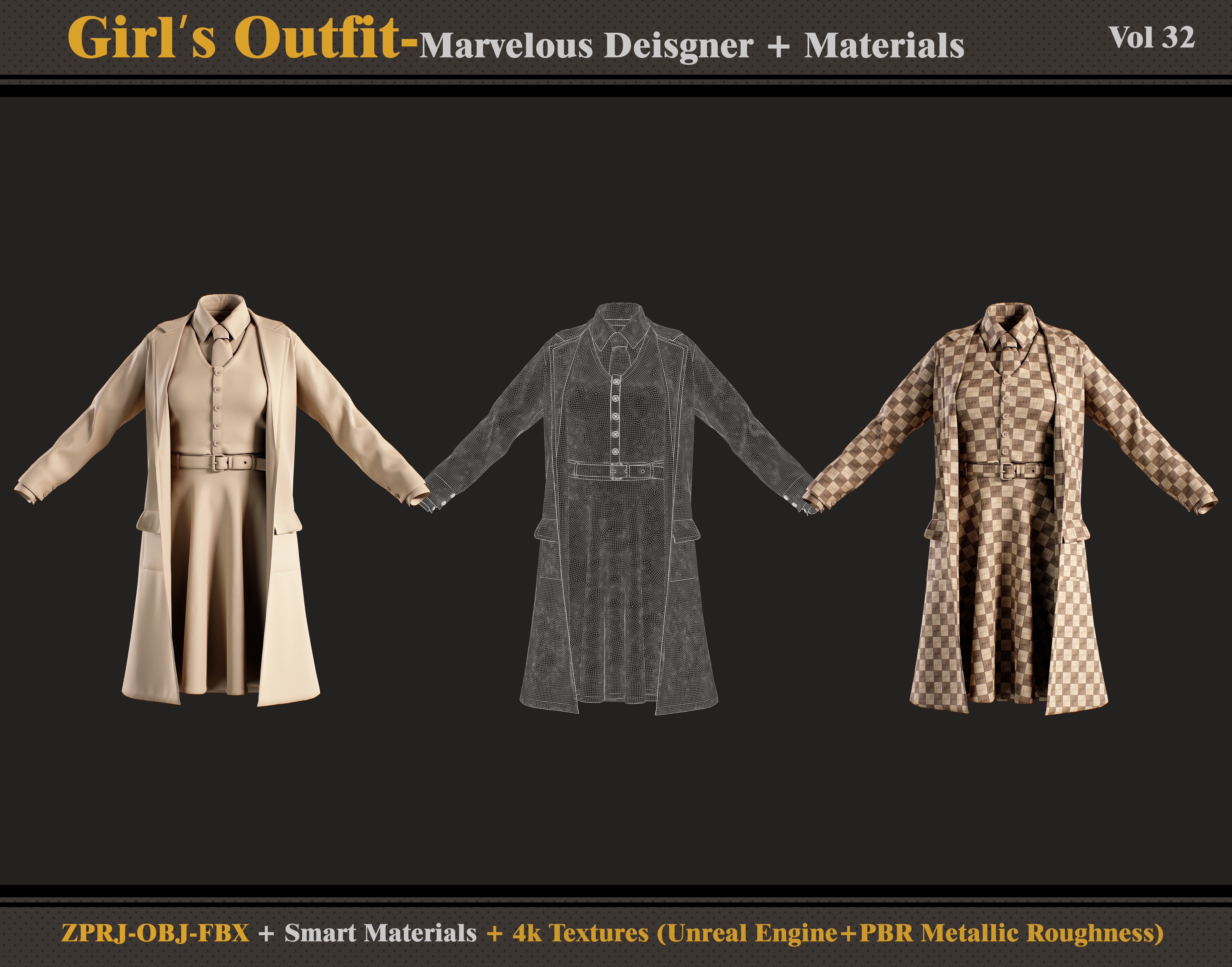 Girls Outfit- MD-Clo3d - Material -Textures -OBJ - FBX 3D model | CGTrader