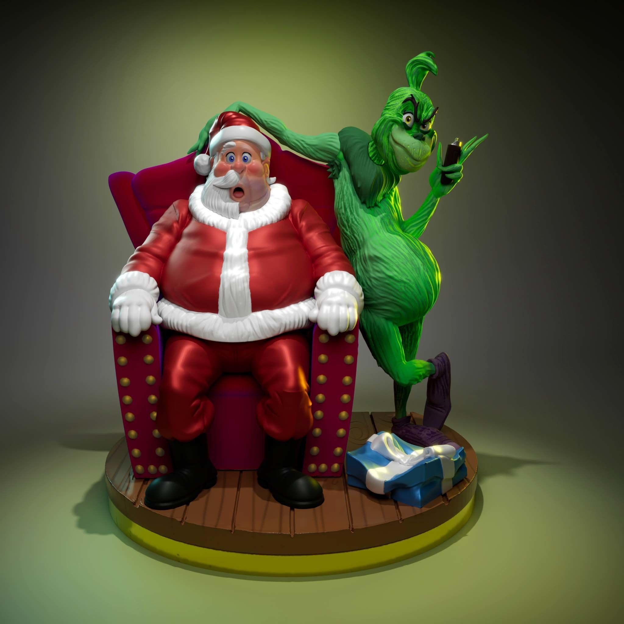 The Grinch and Santa Claus 3D model 3D printable | CGTrader