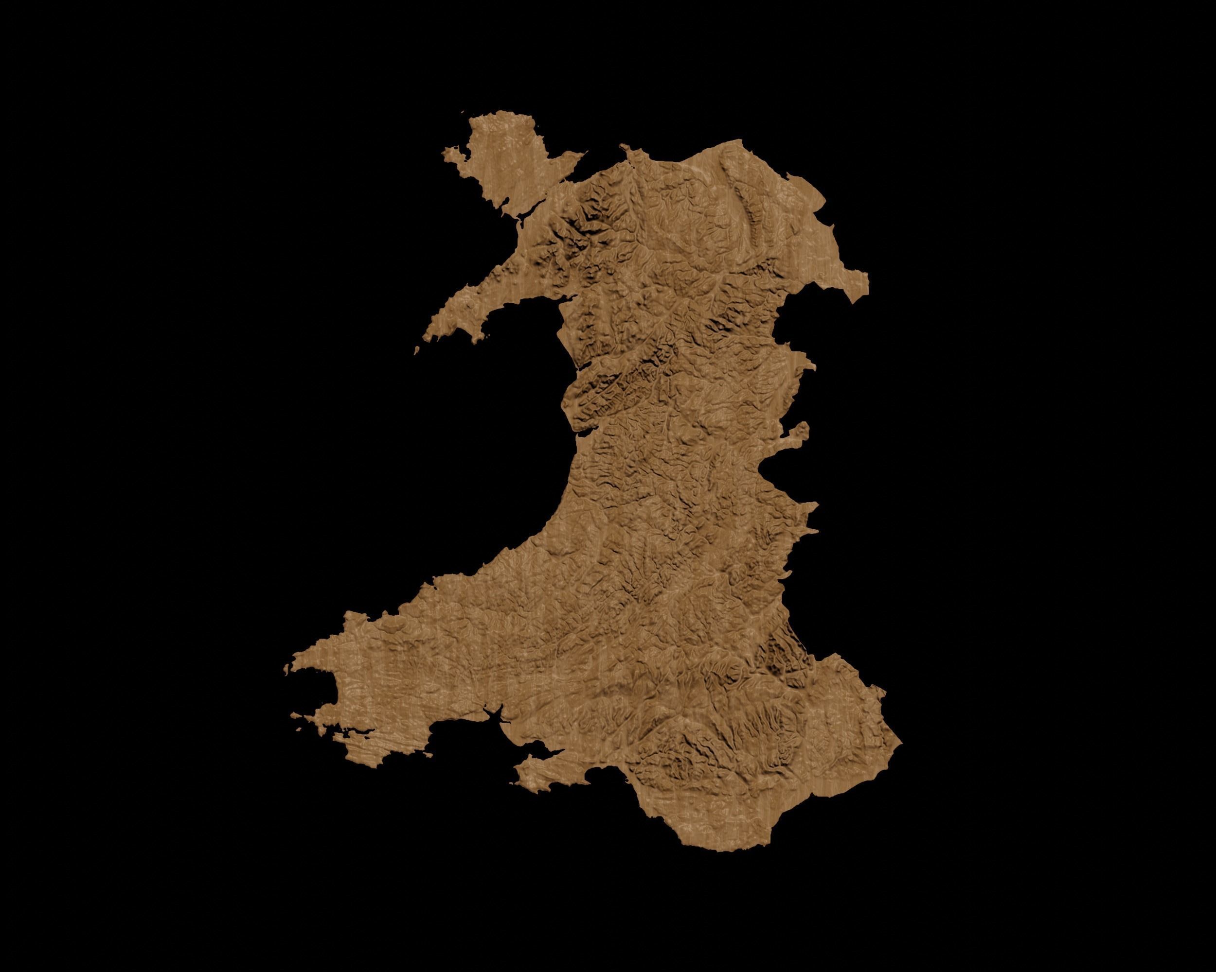3D Topographical Map of Wales 3D model 3D printable | CGTrader