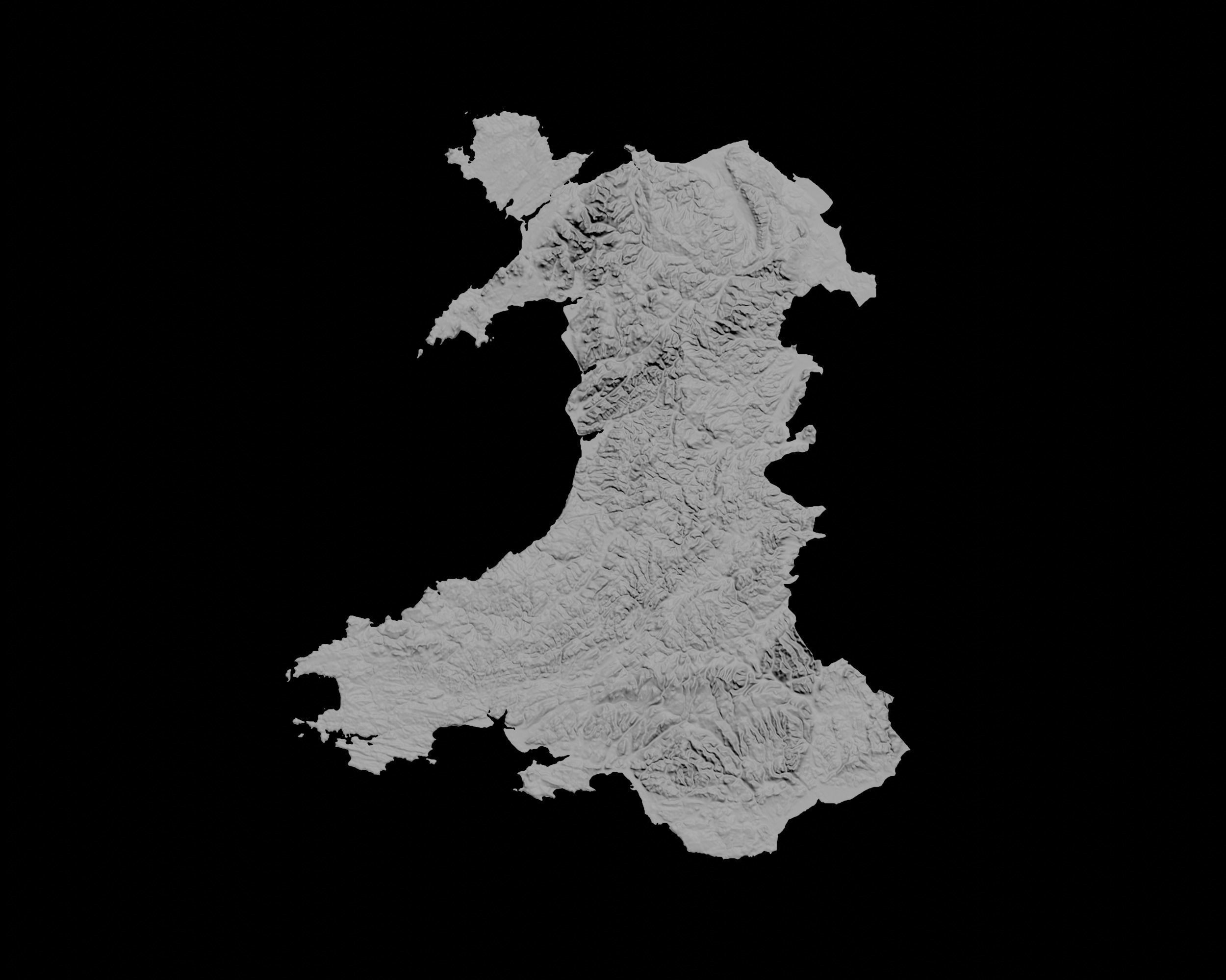 3D Topographical Map of Wales 3D model 3D printable | CGTrader