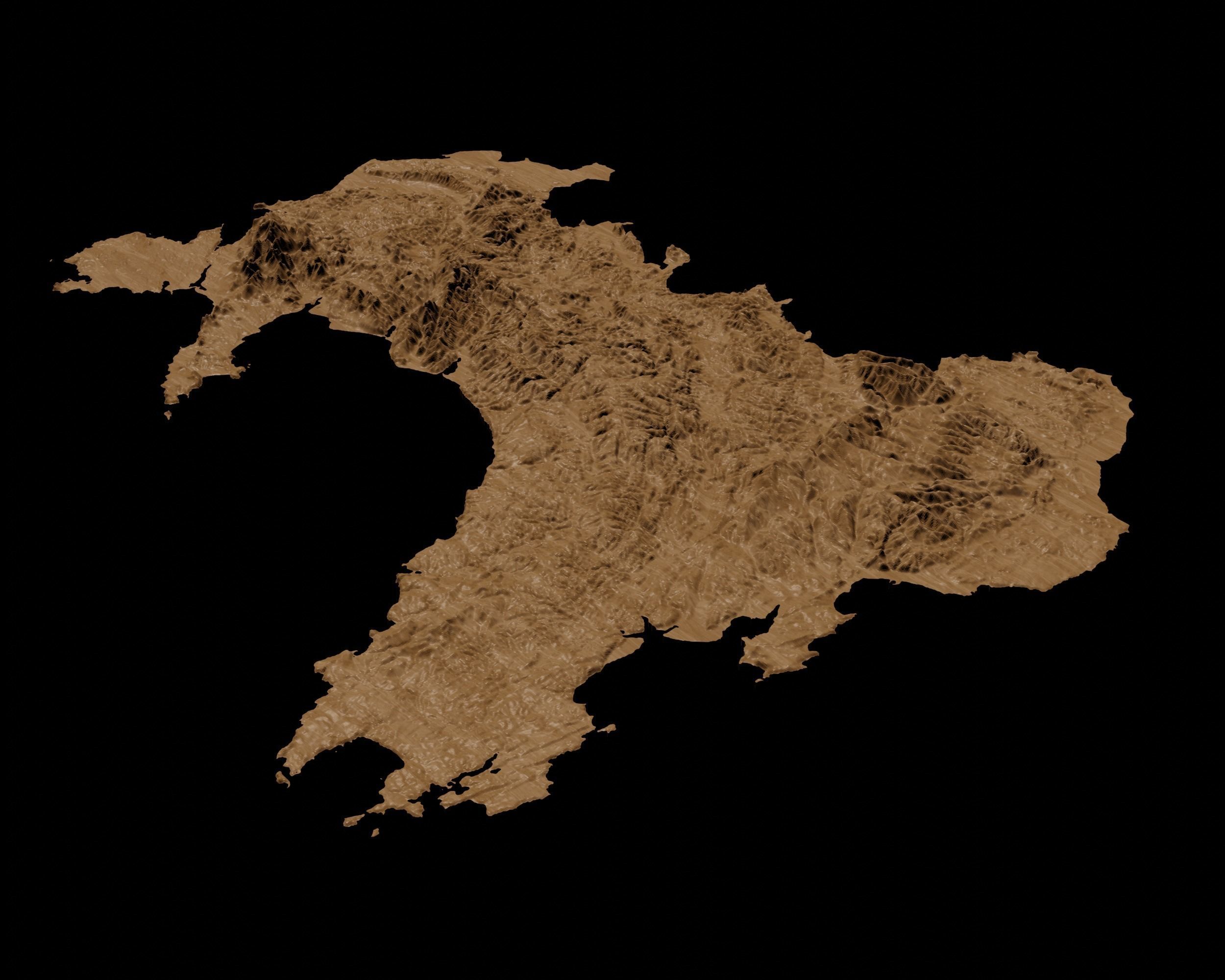 3D Topographical Map of Wales 3D model 3D printable | CGTrader