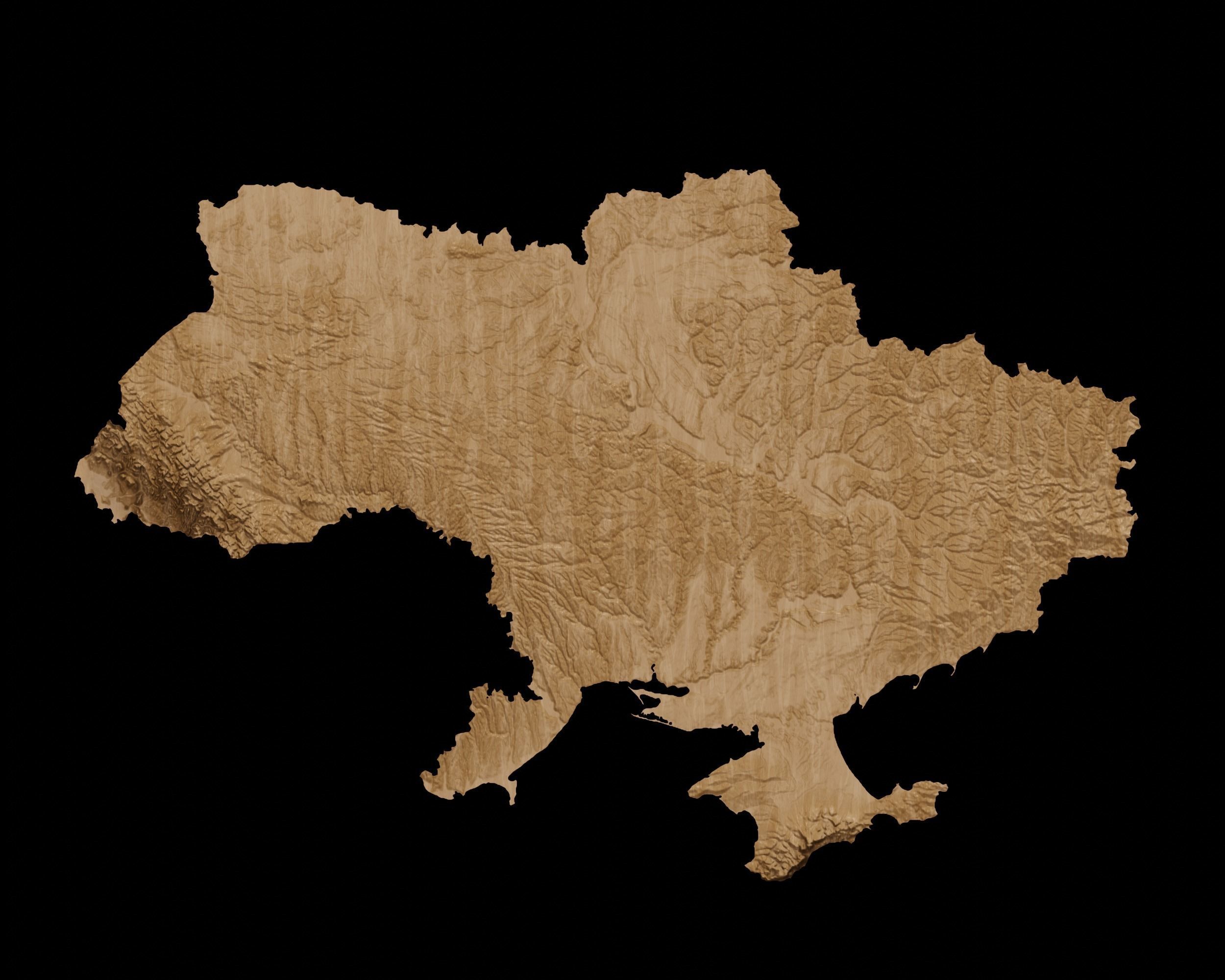3D Topographical Map of Ukraine 3D model 3D printable | CGTrader