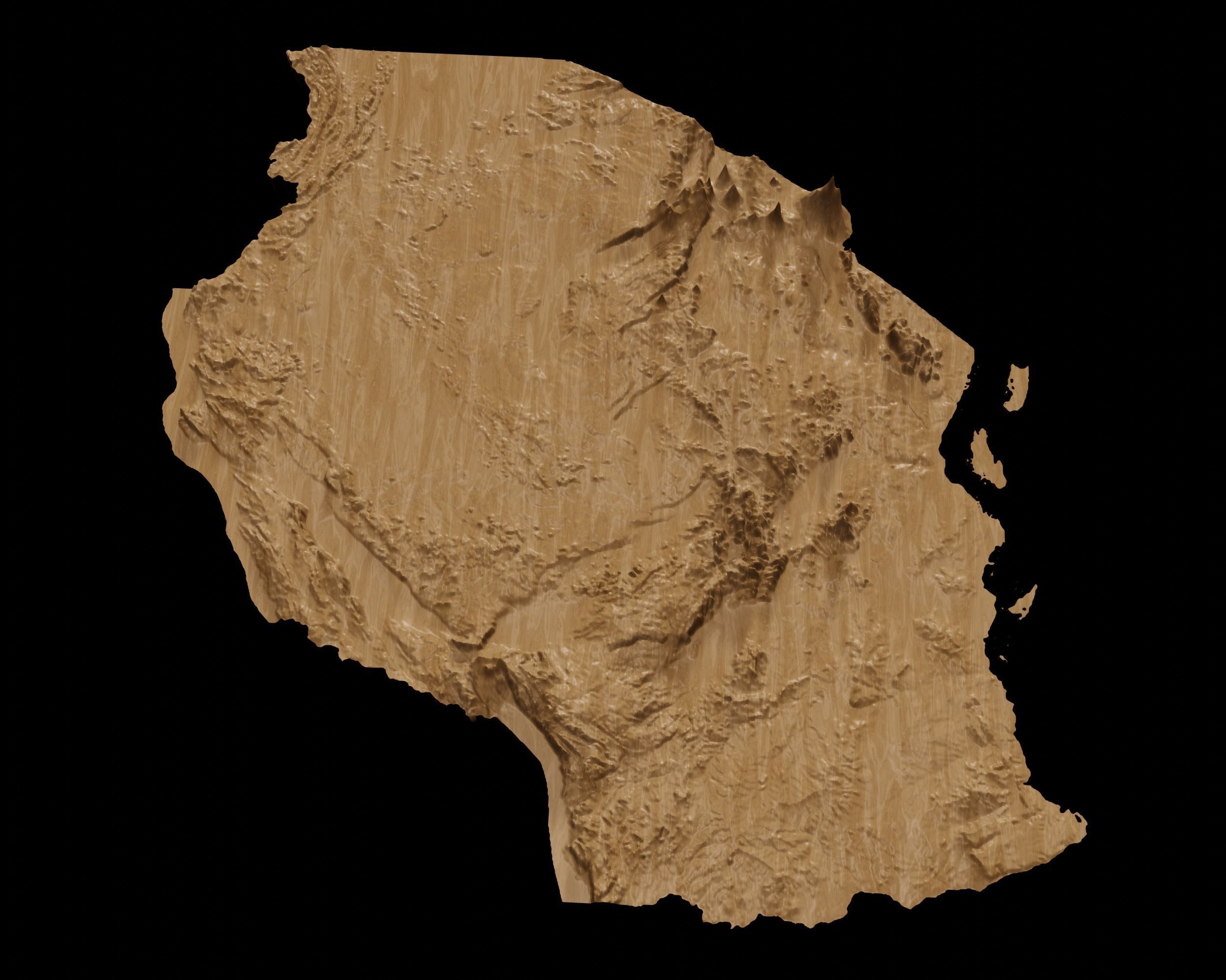 3D Topographical Map of Tanzania 3D model 3D printable | CGTrader