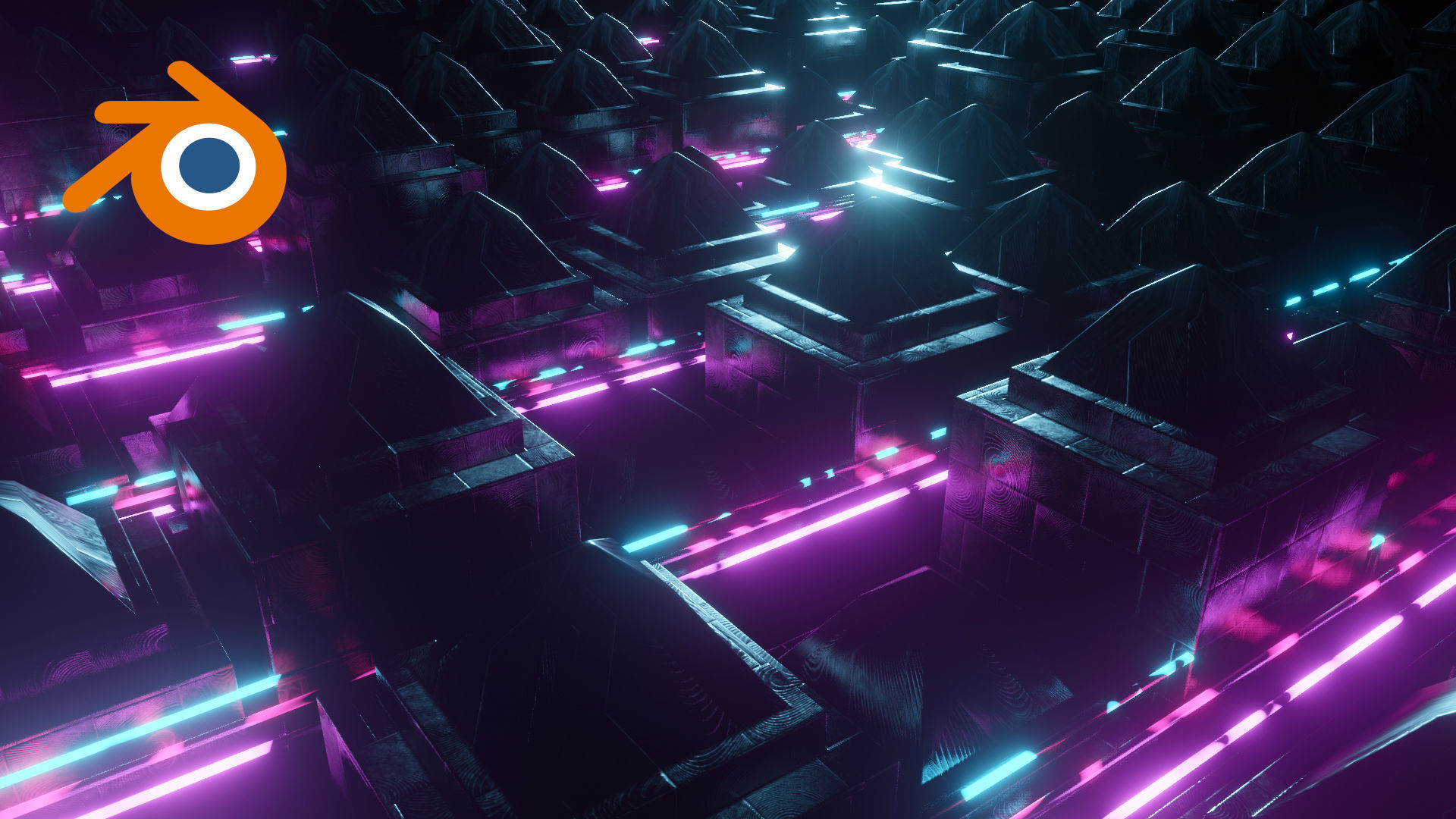 FREE Geometry node Blender 3D neon animation scene free 3D model ...