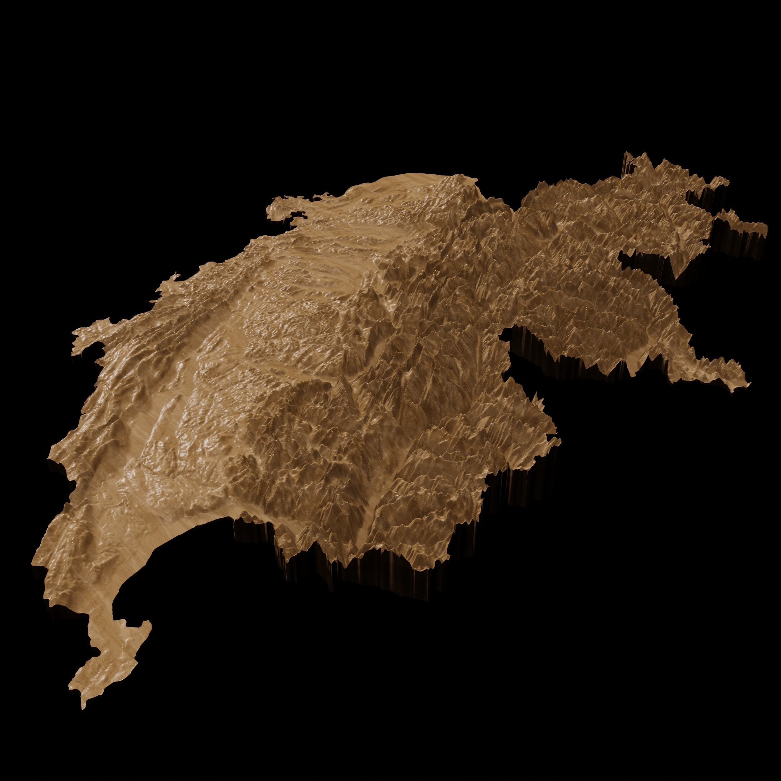 3D Topographical Map of Switzerland 3D model 3D printable | CGTrader