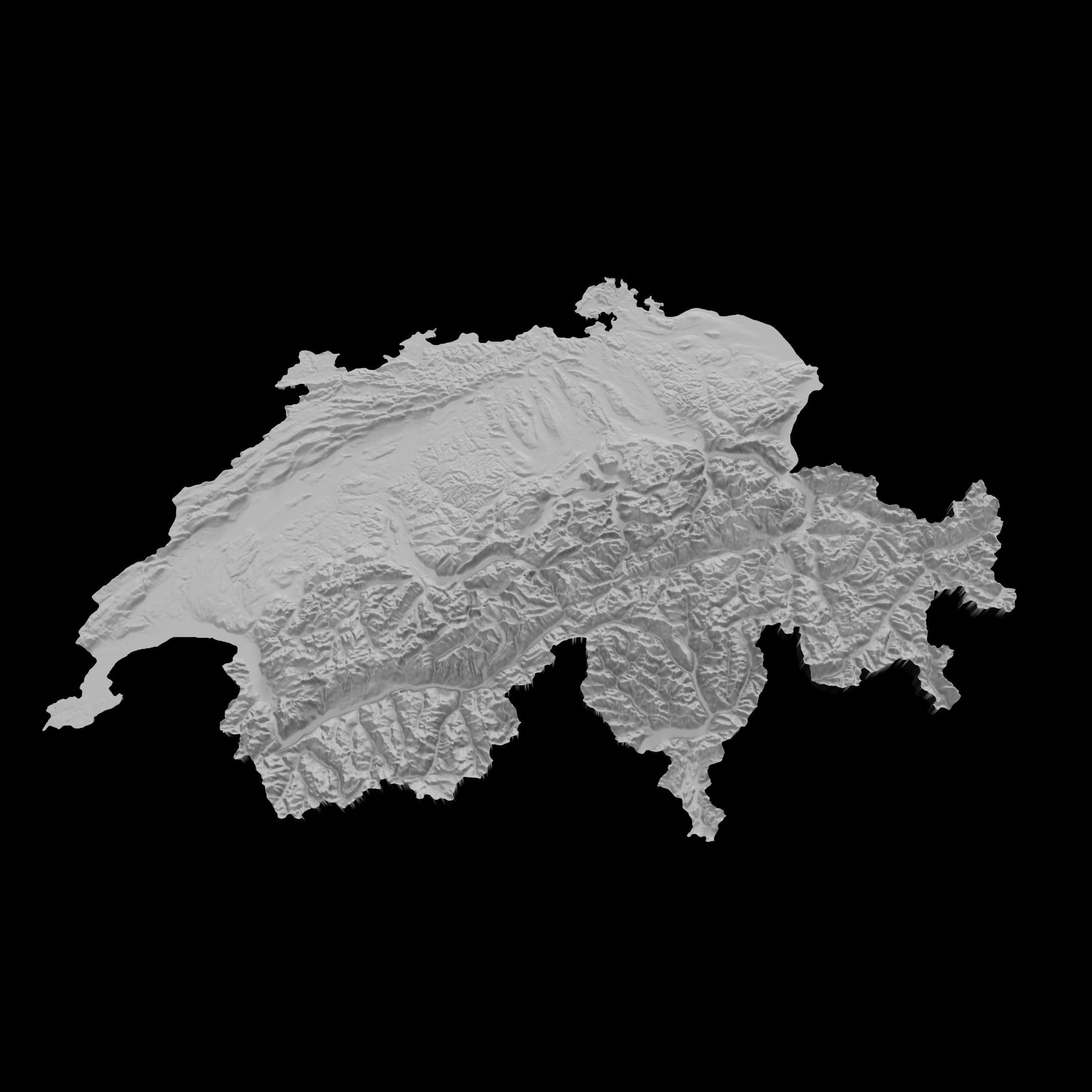3D Topographical Map of Switzerland 3D model 3D printable | CGTrader