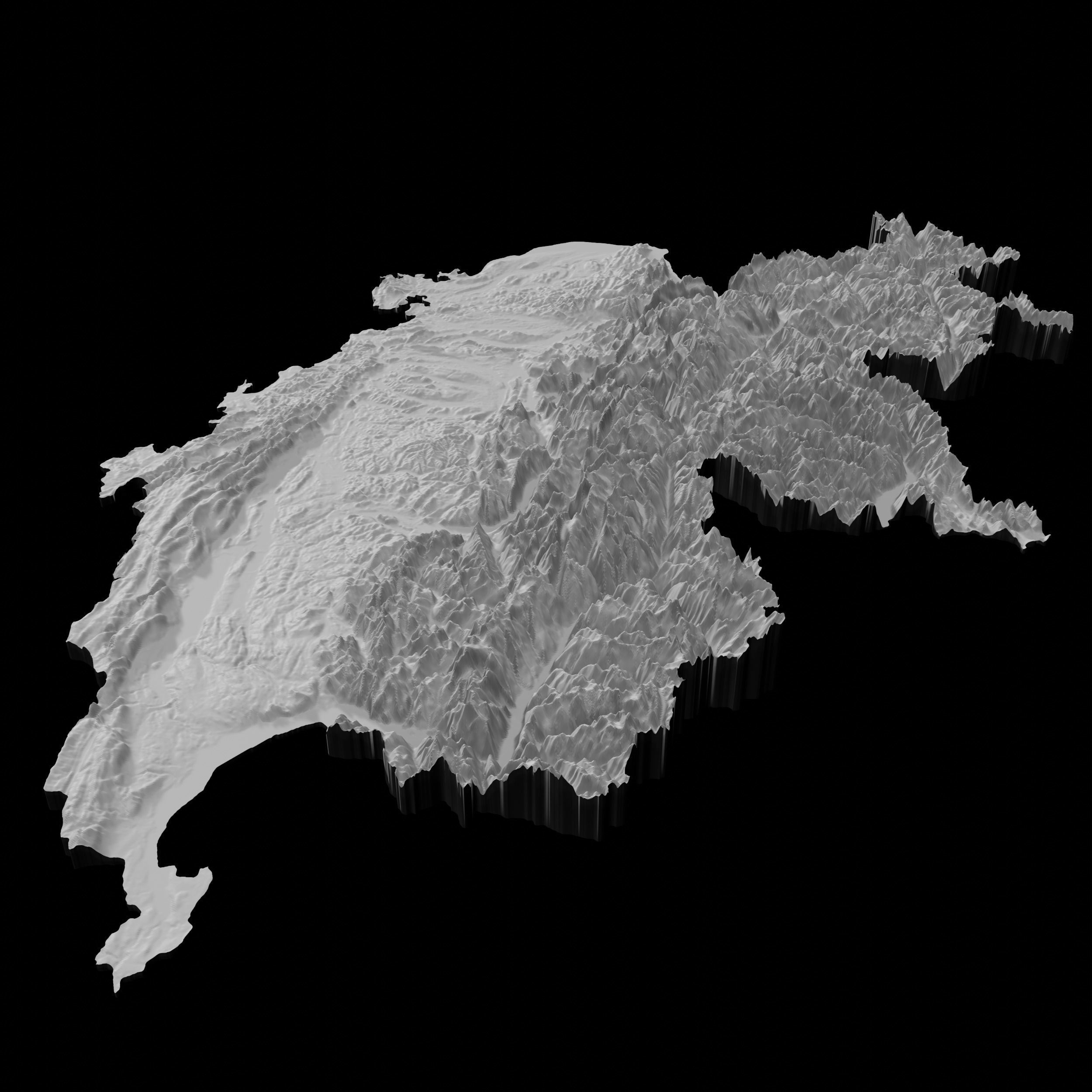 3D Topographical Map of Switzerland 3D model 3D printable | CGTrader