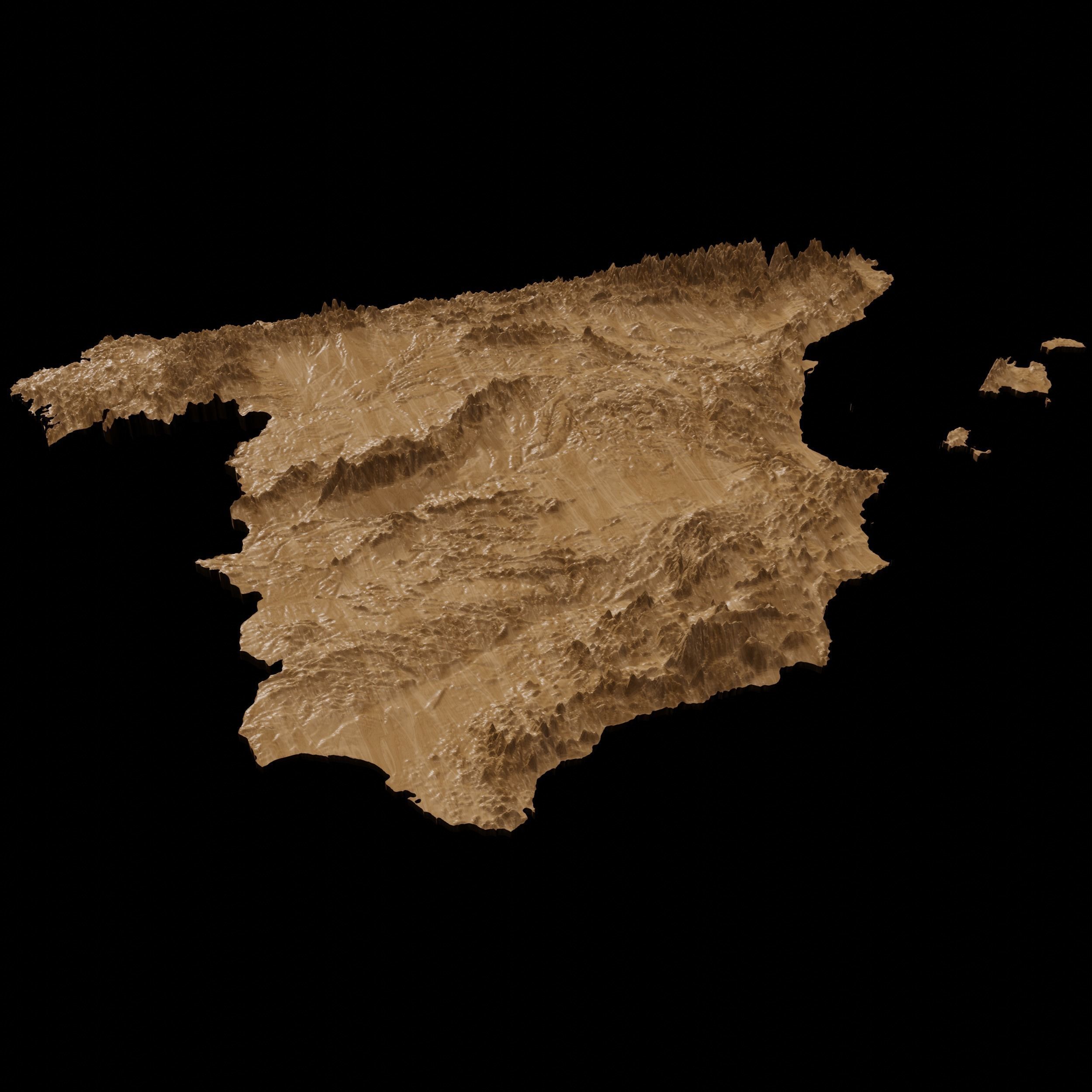 3D Topographical Map of Spain 3D model 3D printable | CGTrader