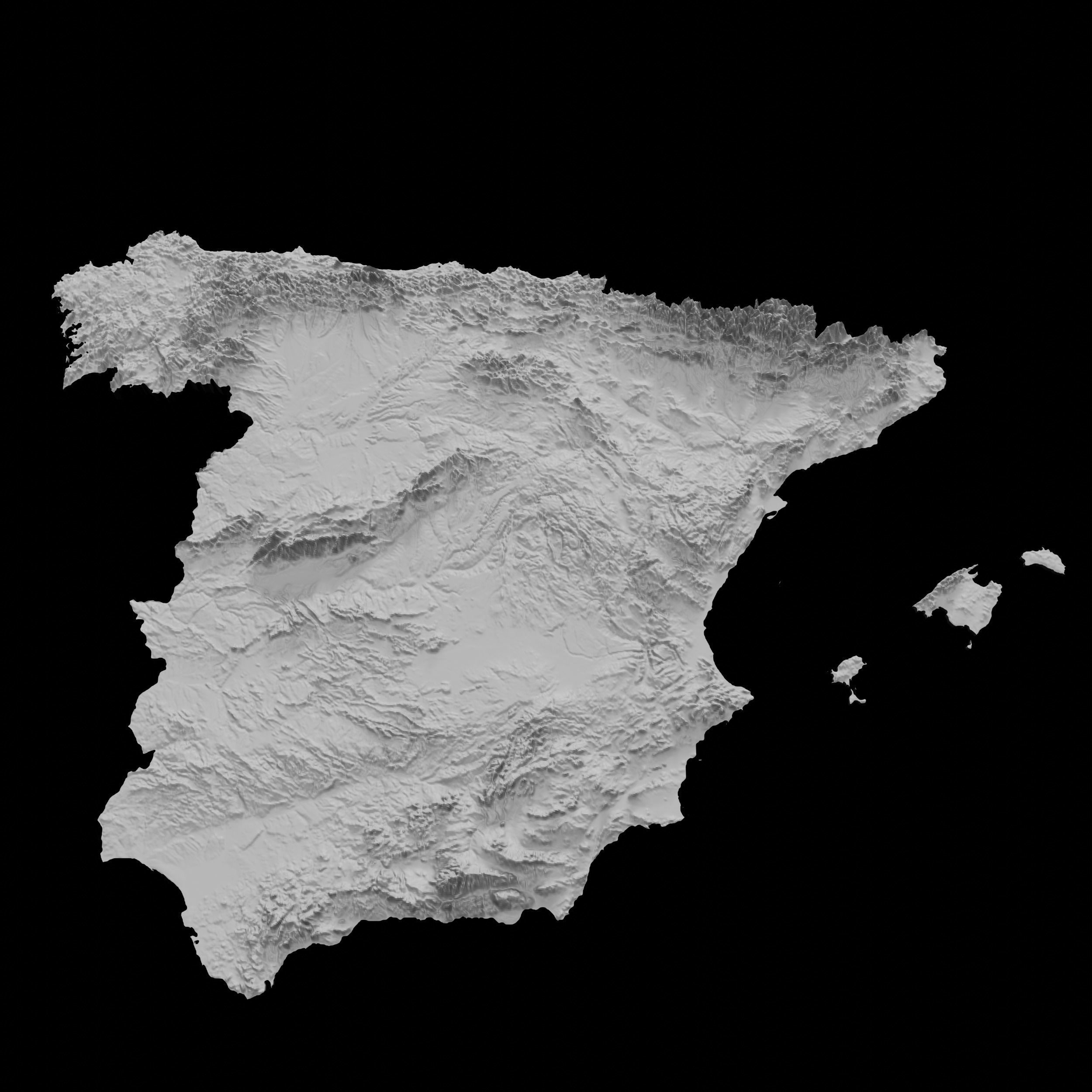 3D Topographical Map of Spain 3D model 3D printable | CGTrader