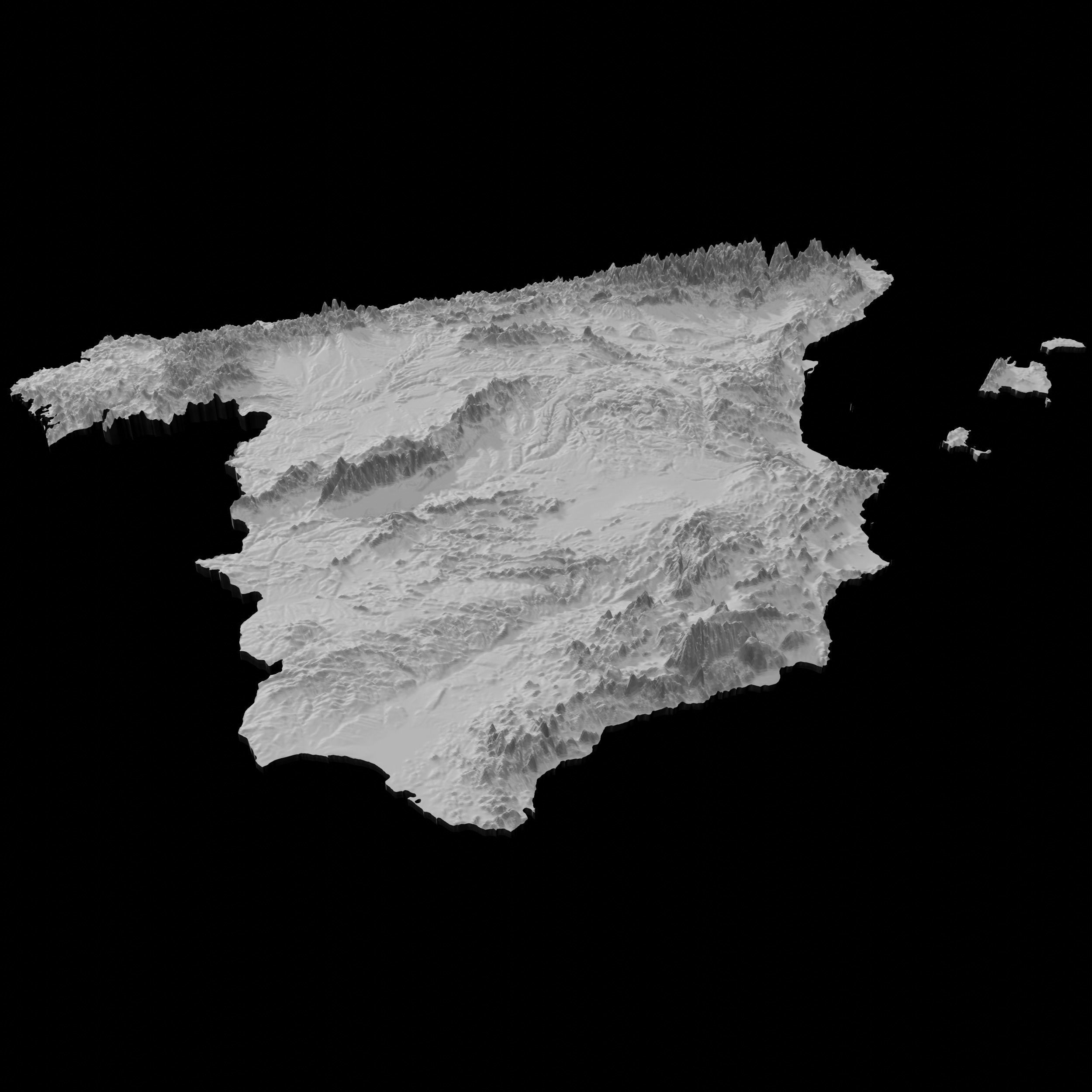 3D Topographical Map of Spain 3D model 3D printable | CGTrader