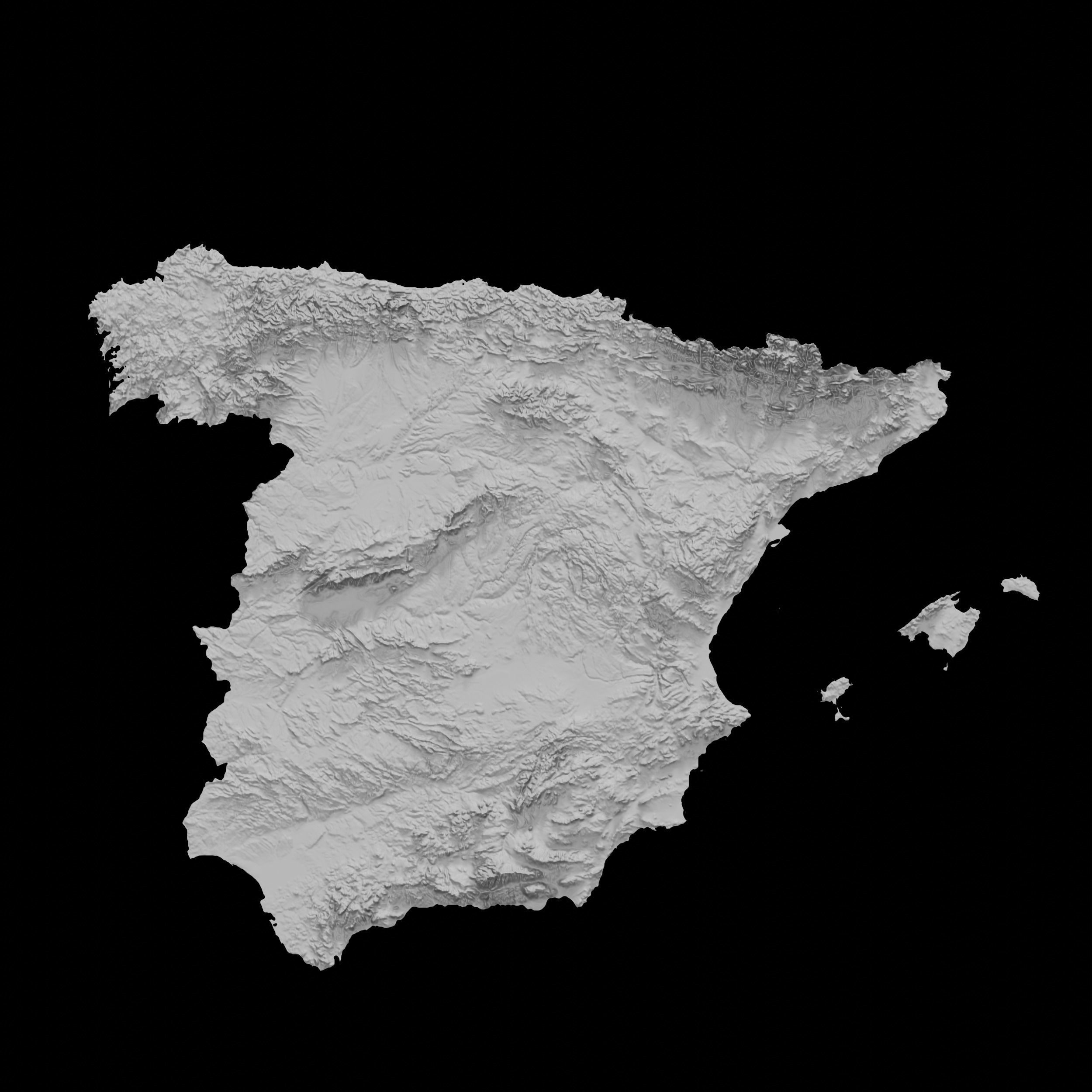 3D Topographical Map of Spain 3D model 3D printable | CGTrader