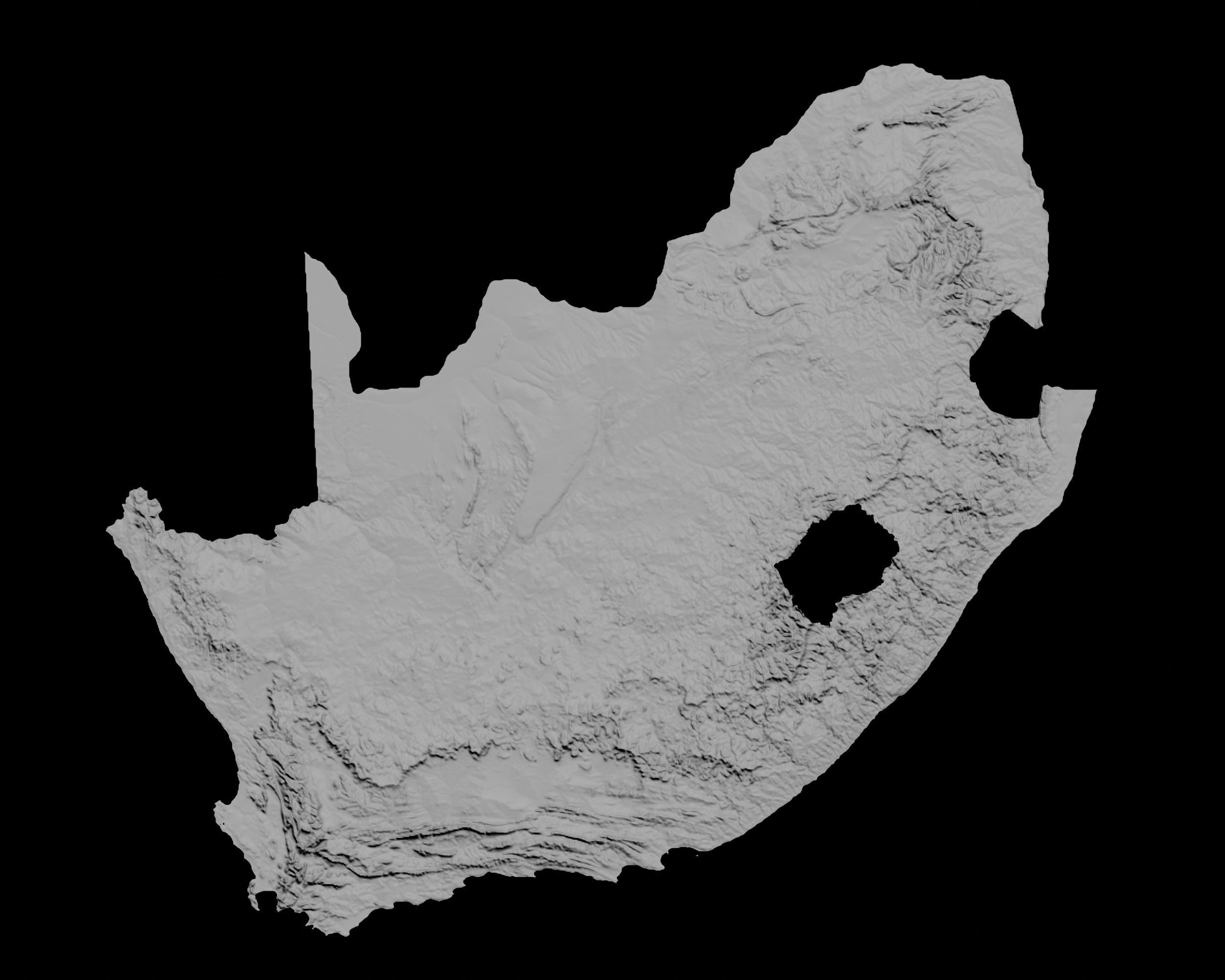 3D Topographical Map of South Africa 3D model 3D printable | CGTrader